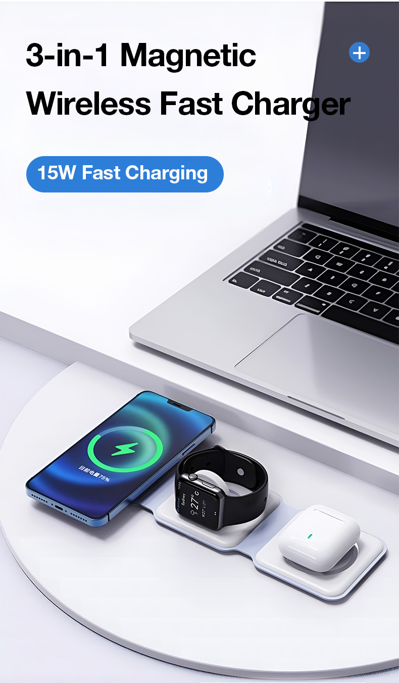 Jual EYD F26 3 IN 1 MagSafe Wireless Charger 15W Foldable Portable ...