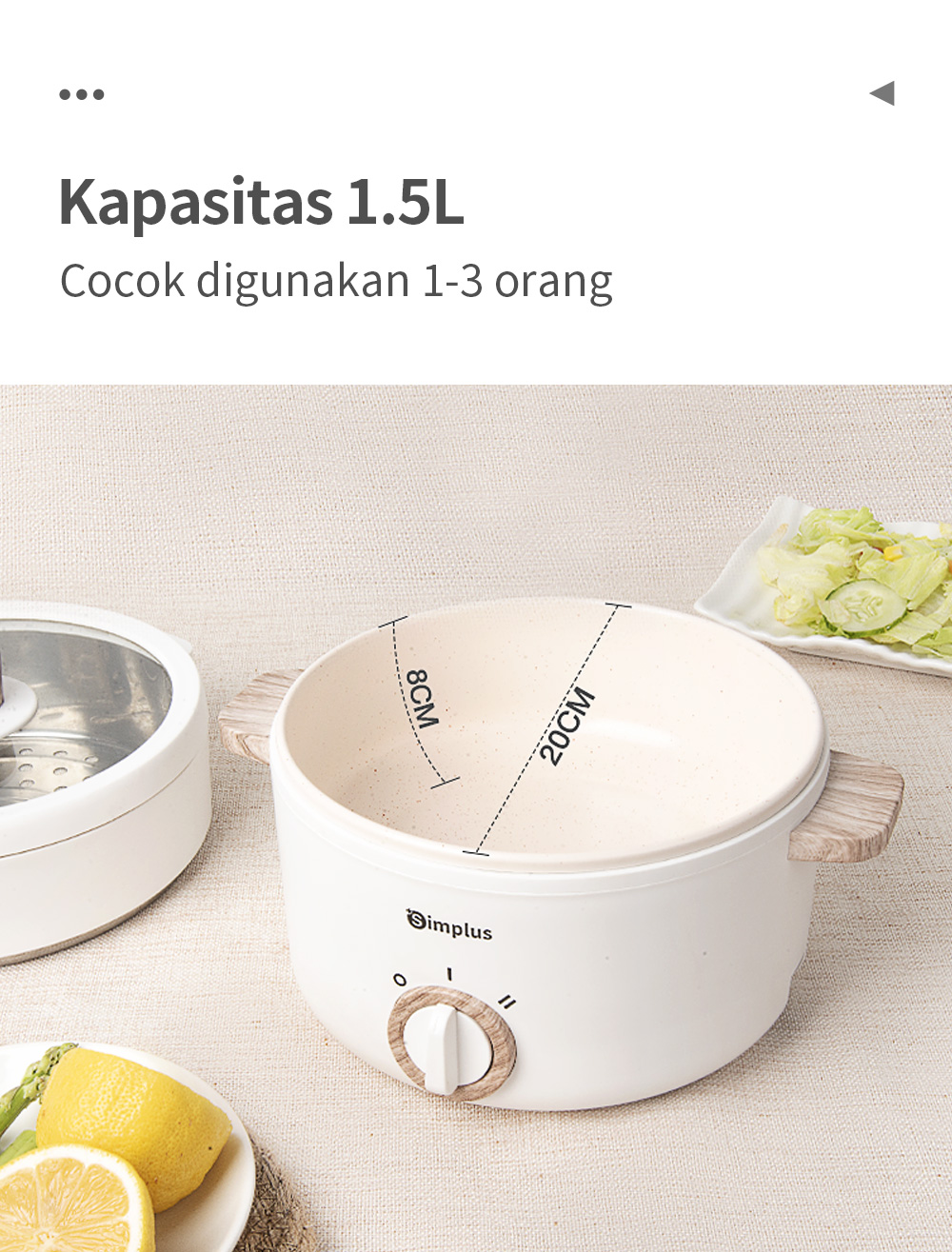 Jual Simplus Panci Listrik Kapasitas 1.5L Panci Serbaguna Anti Lengket ...