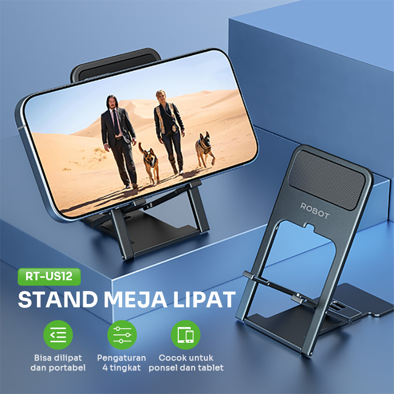 Jual ROBOT Phone Holder RT-US12 Ultra-thin Foldable Portable 4 Level ...