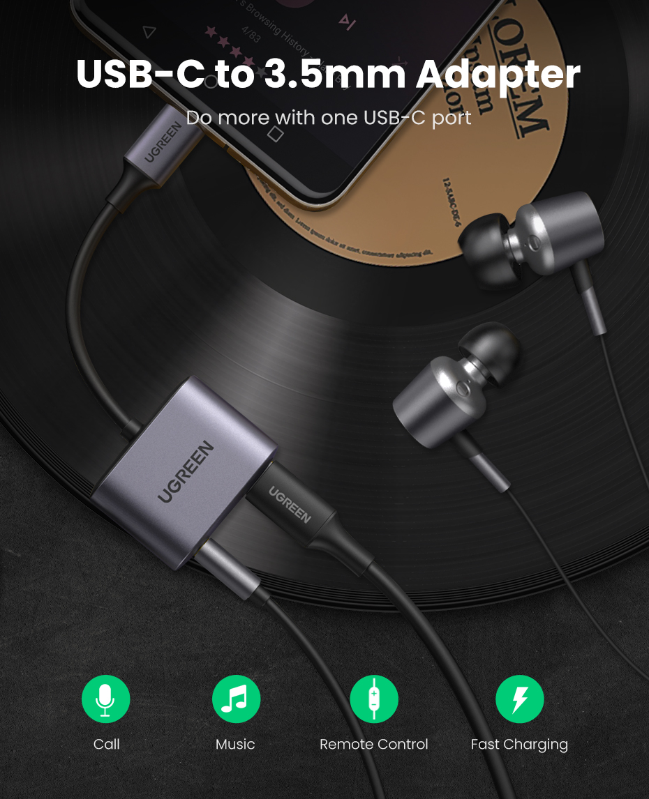 Jual UGREEN Audio Converter Splitter DAC Type C To Jack 3.5Mm Open Mic ...