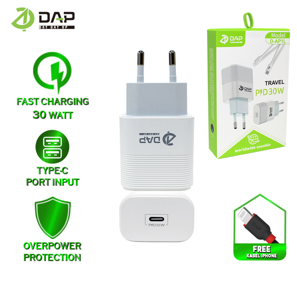 Jual DAP D-AP1L Charger PD 30 Watt 3.0 A Port Type C Include Cable C to ...
