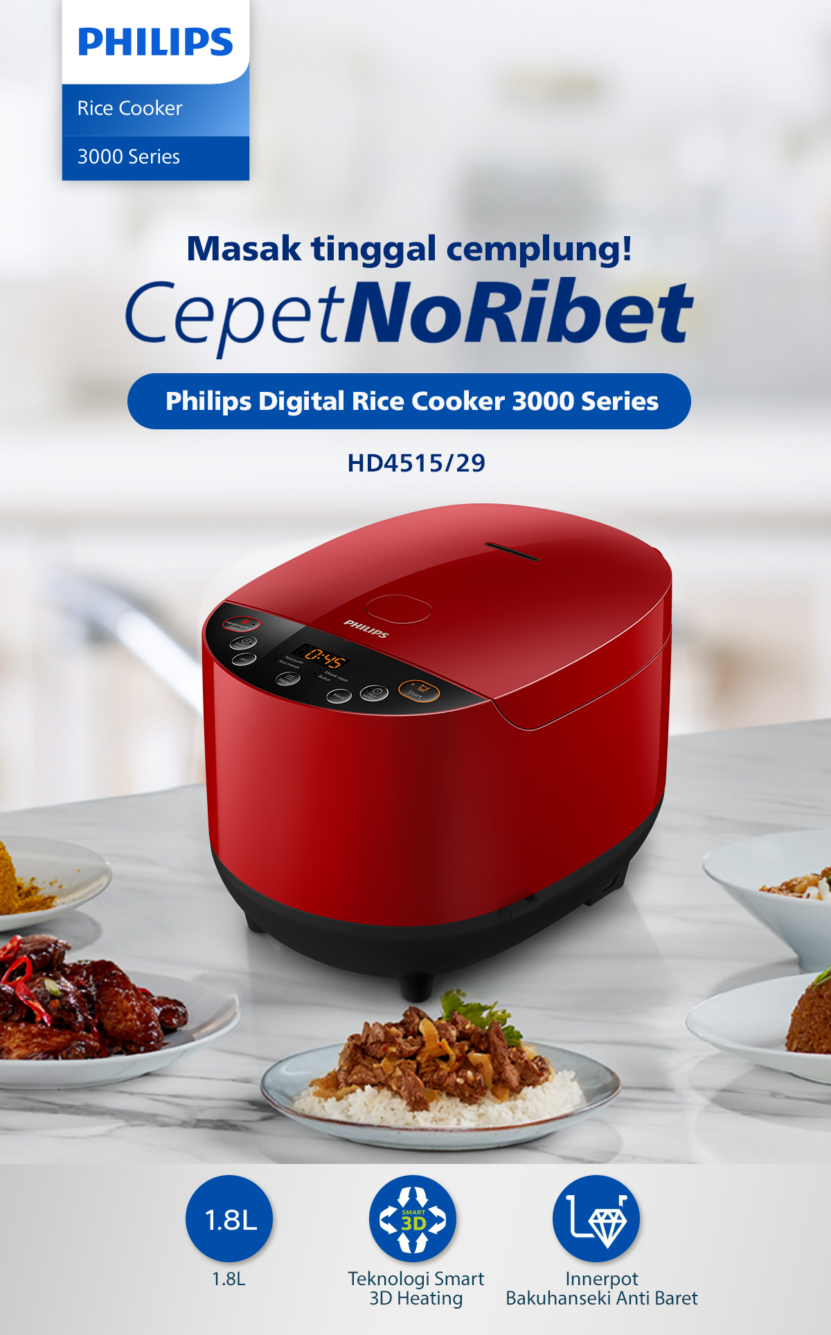 Jual Philips Digital Rice Cooker / Magicom HD4515/29 1.8 L Lapisan ...