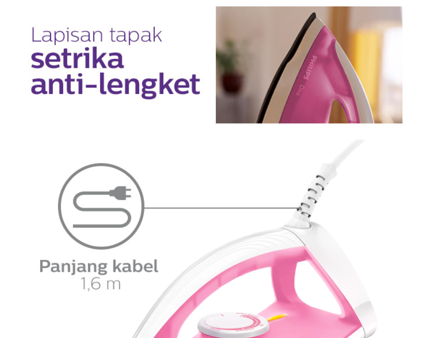 Jual COD PHILIPS GC122 dan DST0510 Setrika Kering 350 Watt - Hijau Biru ...