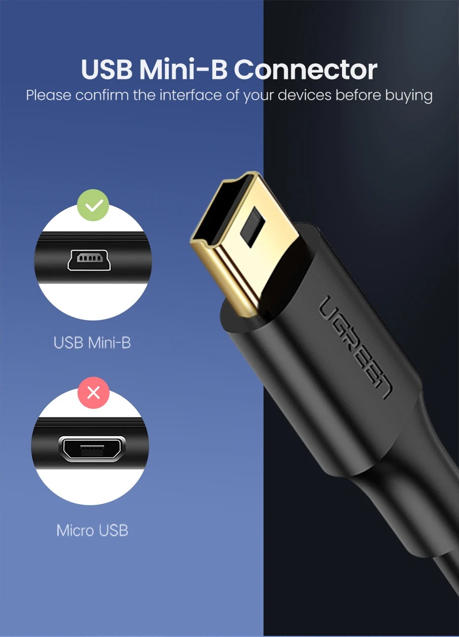 Jual UGREEN Kabel Data Mini USB 5 Pin to USB 2.0 for Harddisk 10355 ...