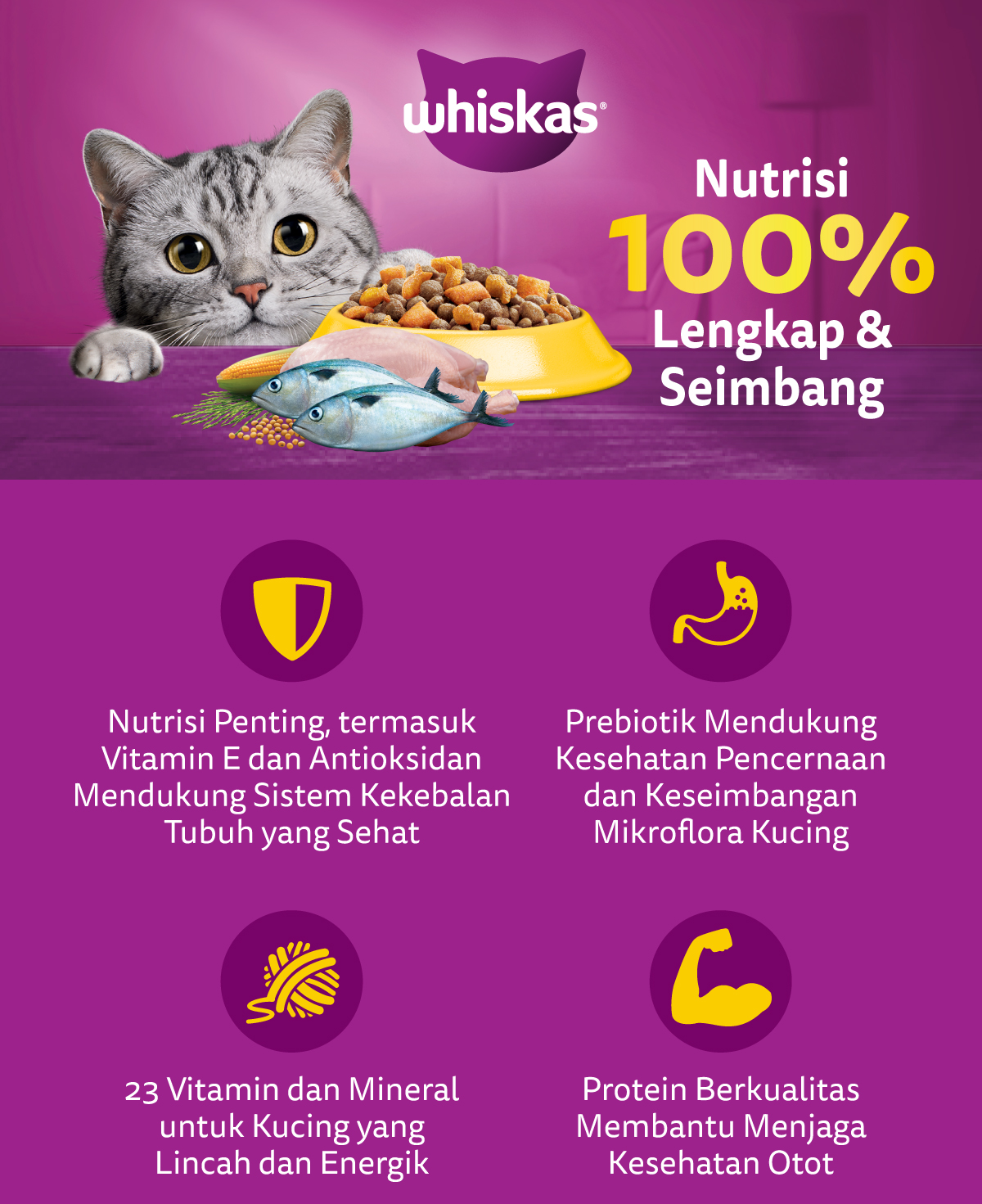 Jual Whiskas Fungsional Makanan Kucing Kering Pilih Varian Urinary Care ...