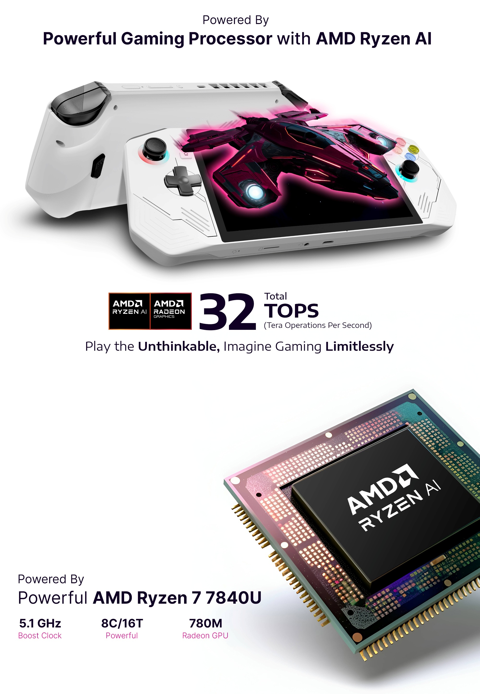 Jual Advan X-Play Handheld Gaming PC AMD Ryzen 7 7840U AMD Ryzen AI IPS ...