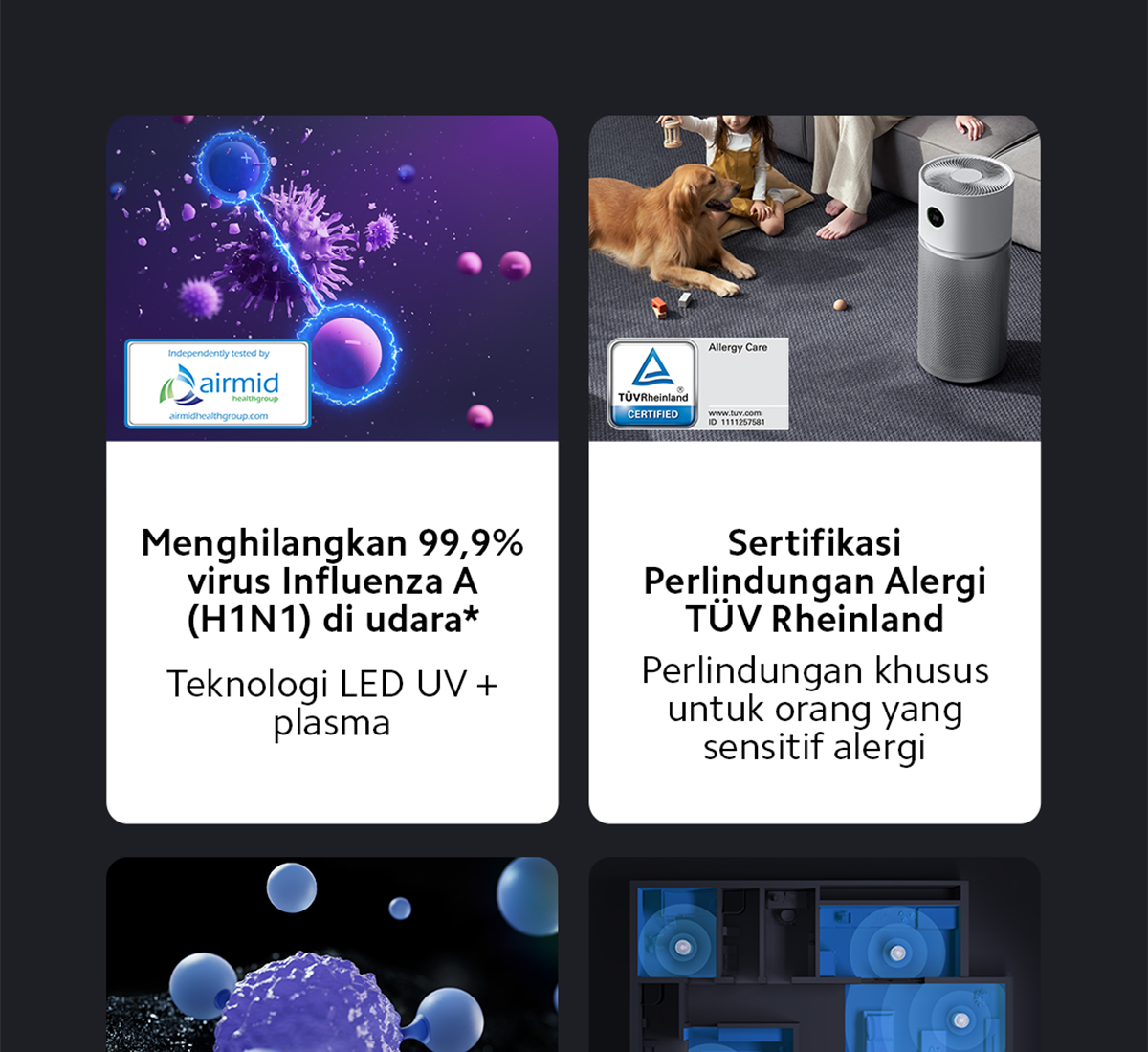 Jual Xiaomi Smart Air Purifier Elite | Mengurangi virus Influenza A ...