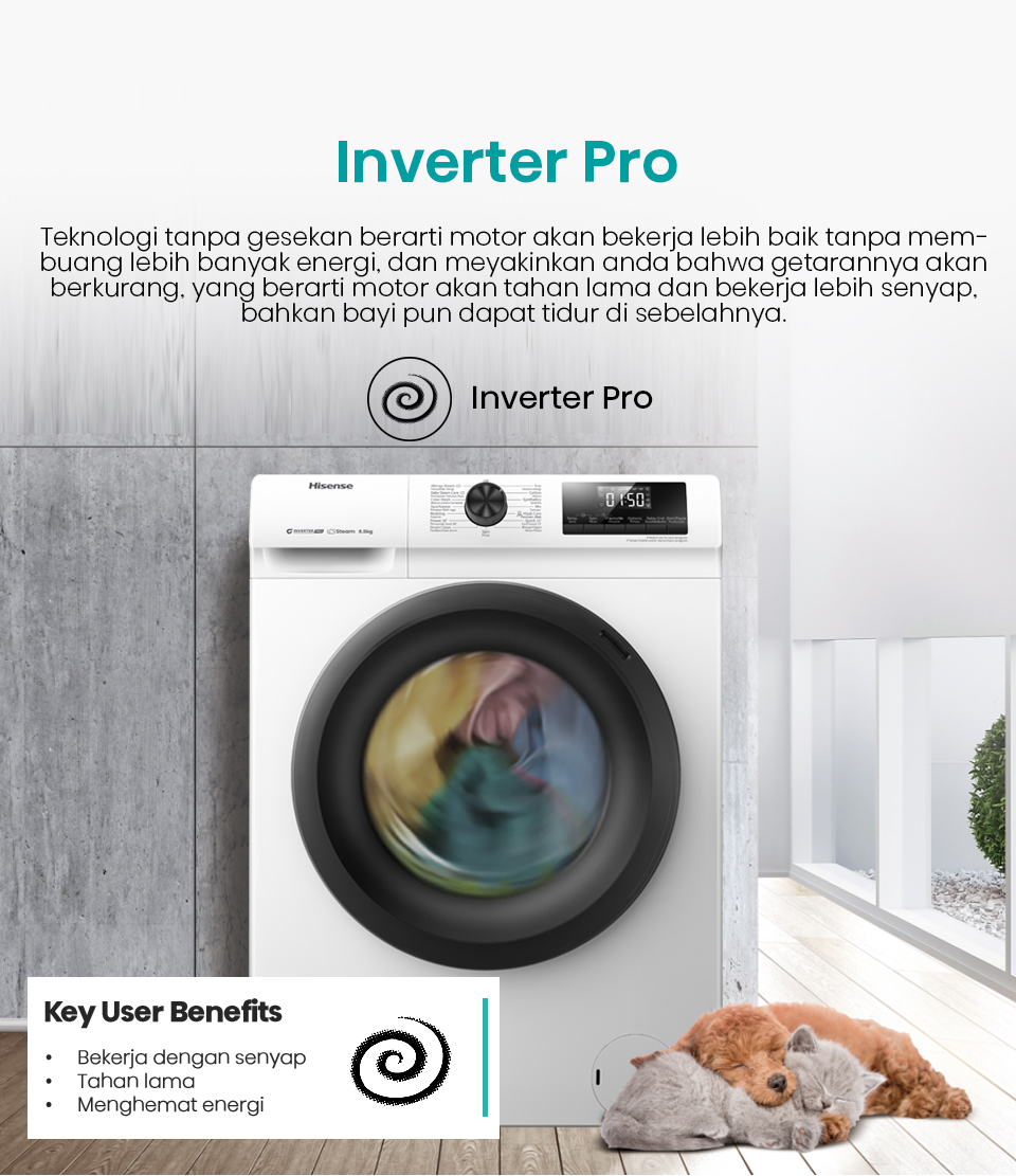 Jual Hisense Mesin Cuci WFQP8523BW Front Loading Kapasitas 8.5KG 1 ...