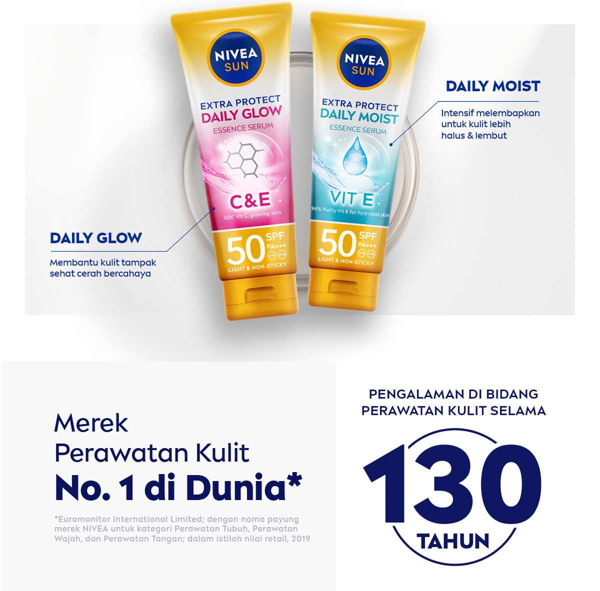 Jual NIVEA SUN Sunscreen Body Serum Daily Glow Essence Serum SPF50+ PA ...