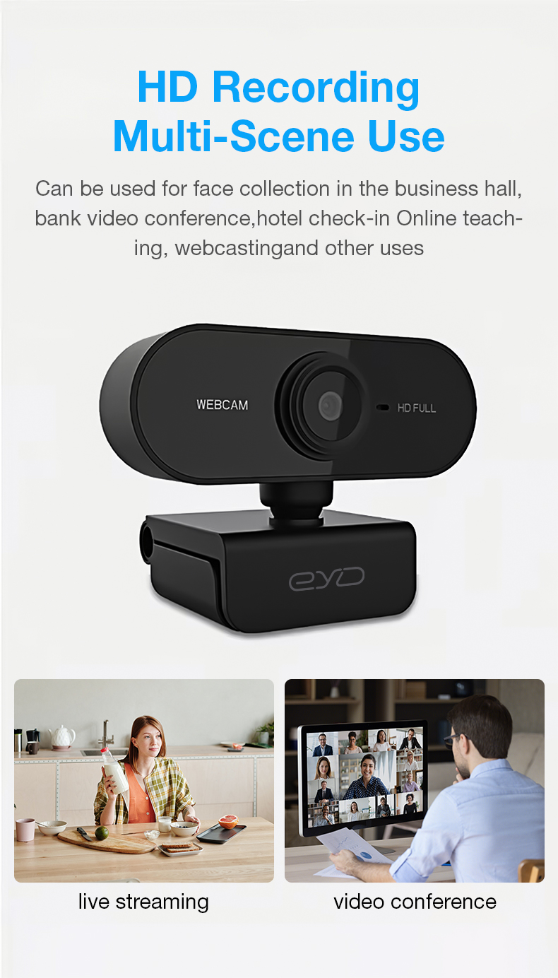 Jual EYD Webcam Laptop USB Camera PC Full HD 1080P with 360 Degree ...