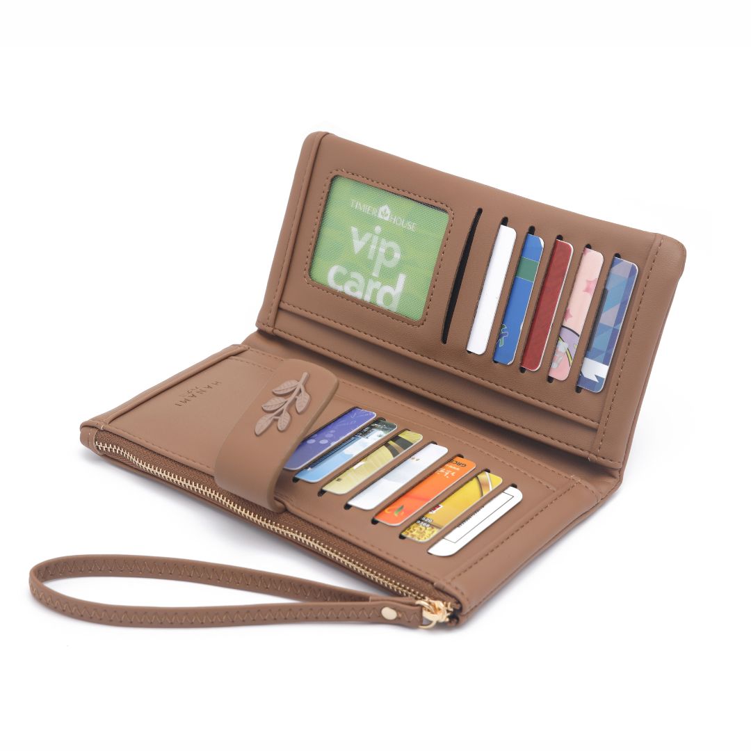 Jual HANAMI Dompet Panjang Wanita Lipat Kenala Kulit Premium Simple Coklat Uang Slot Kartu ...