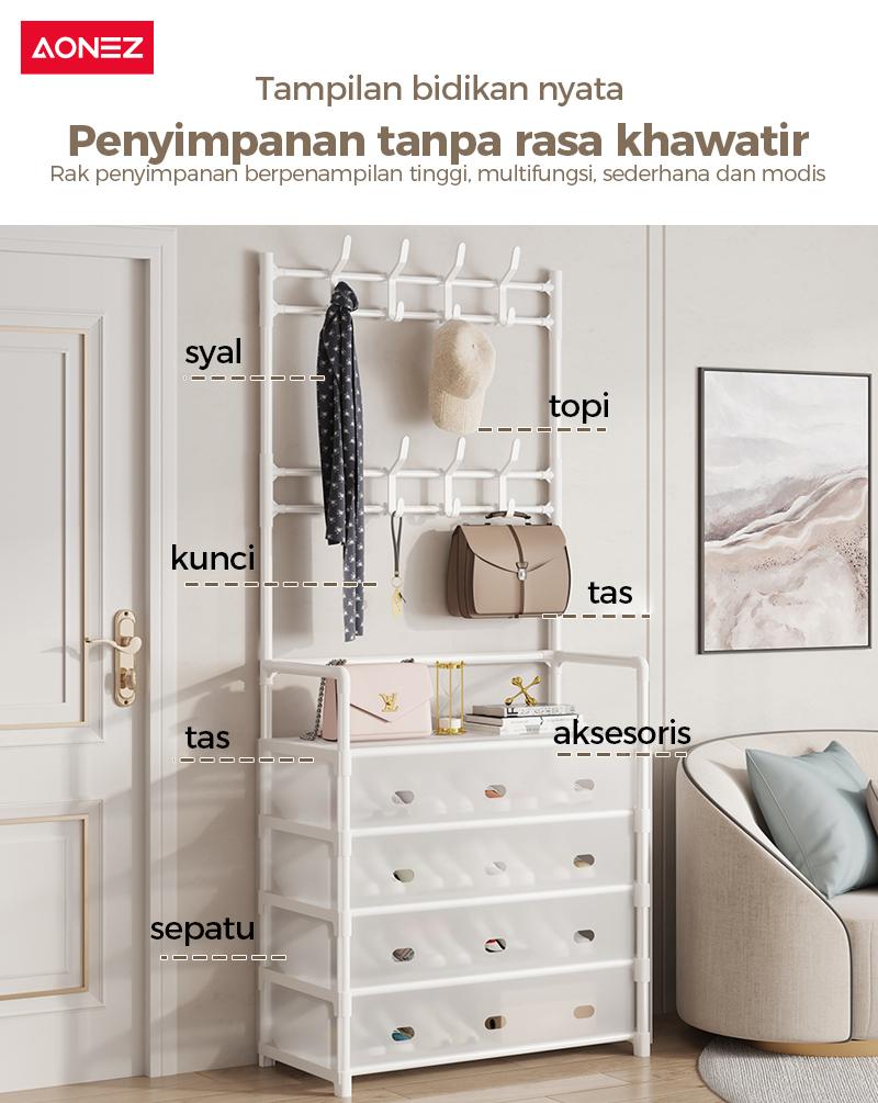 Jual AONEZ Rak Sepatu Tertutup Anti Debu Serbaguna/Gantungan Tas ...