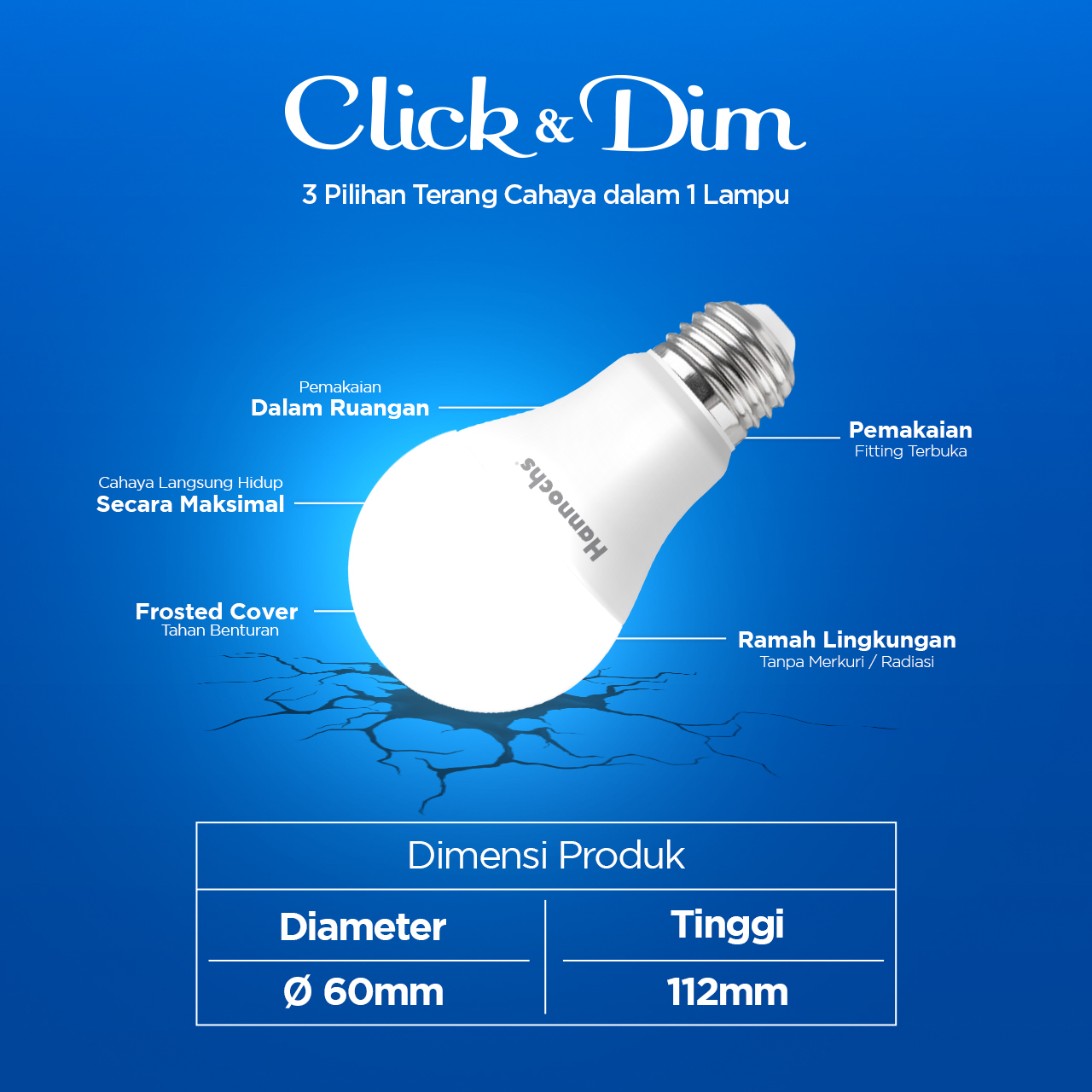 Jual Hannochs Lampu Bohlam LED Click & Dim 10W - 3 Tingkat Cahaya ...
