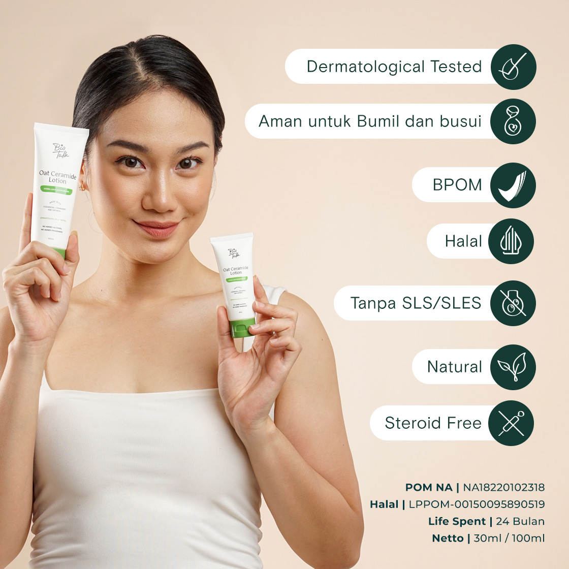 Jual Biotalk Oat Ceramide Lotion | Hydralock Moisturizer for Eczema ...