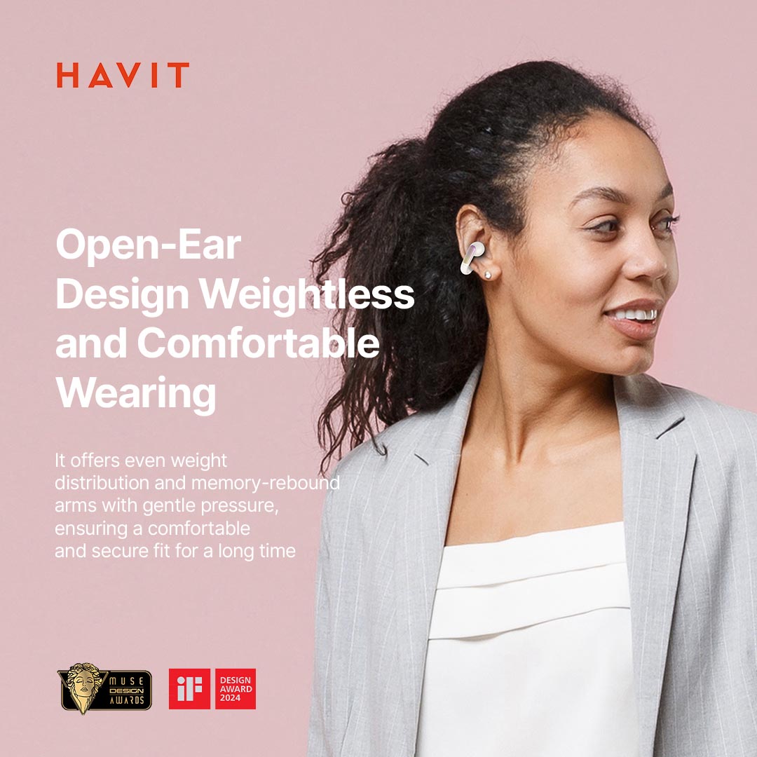 Jual Havit Openbuds 1 Open-Ear Clip Earphones Connect Havit Life App ...