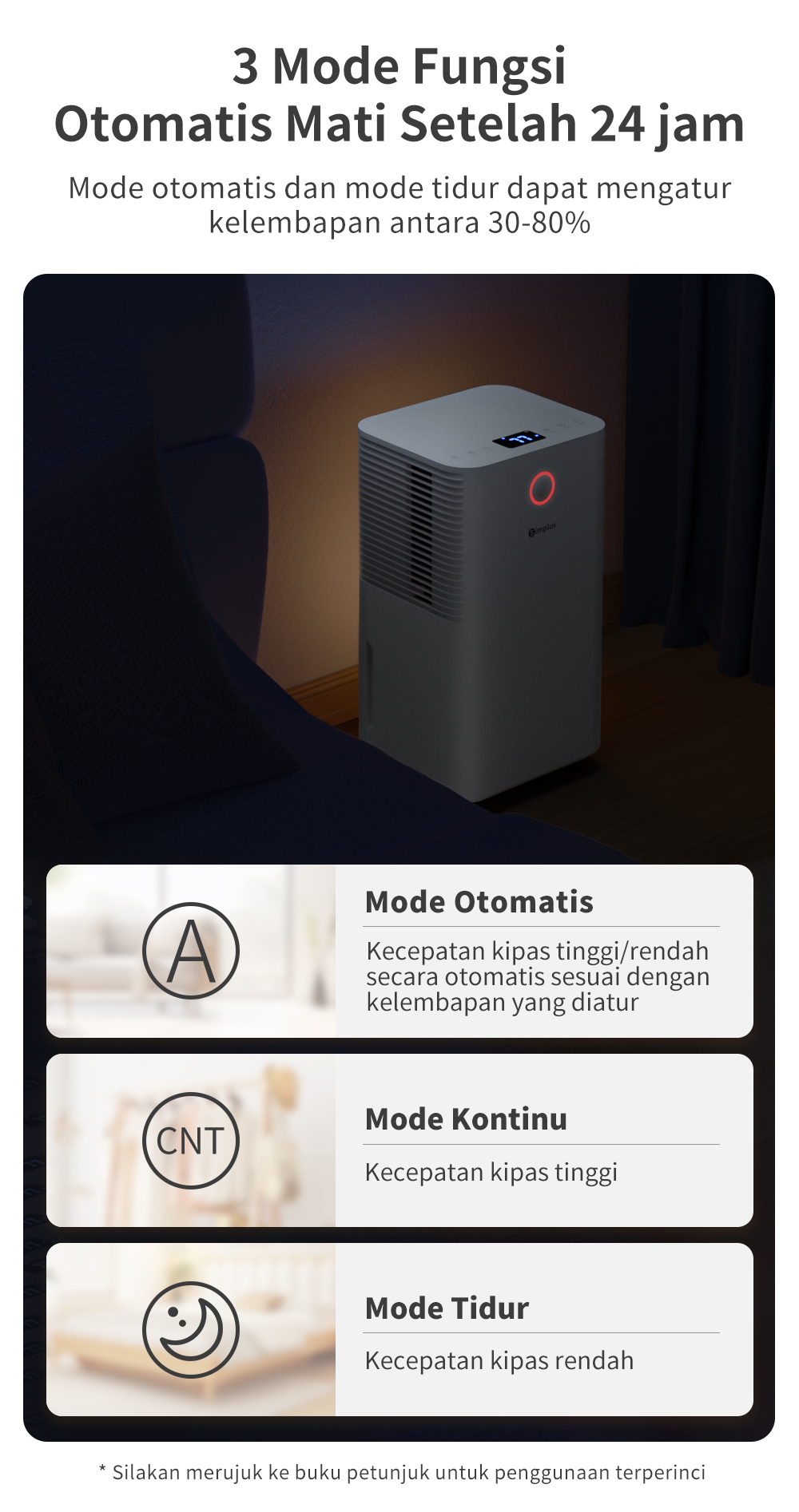 Jual Simplus Pink Dehumidifier 12L/Hari 3 Modes Smart Touch | Shopee Indonesia