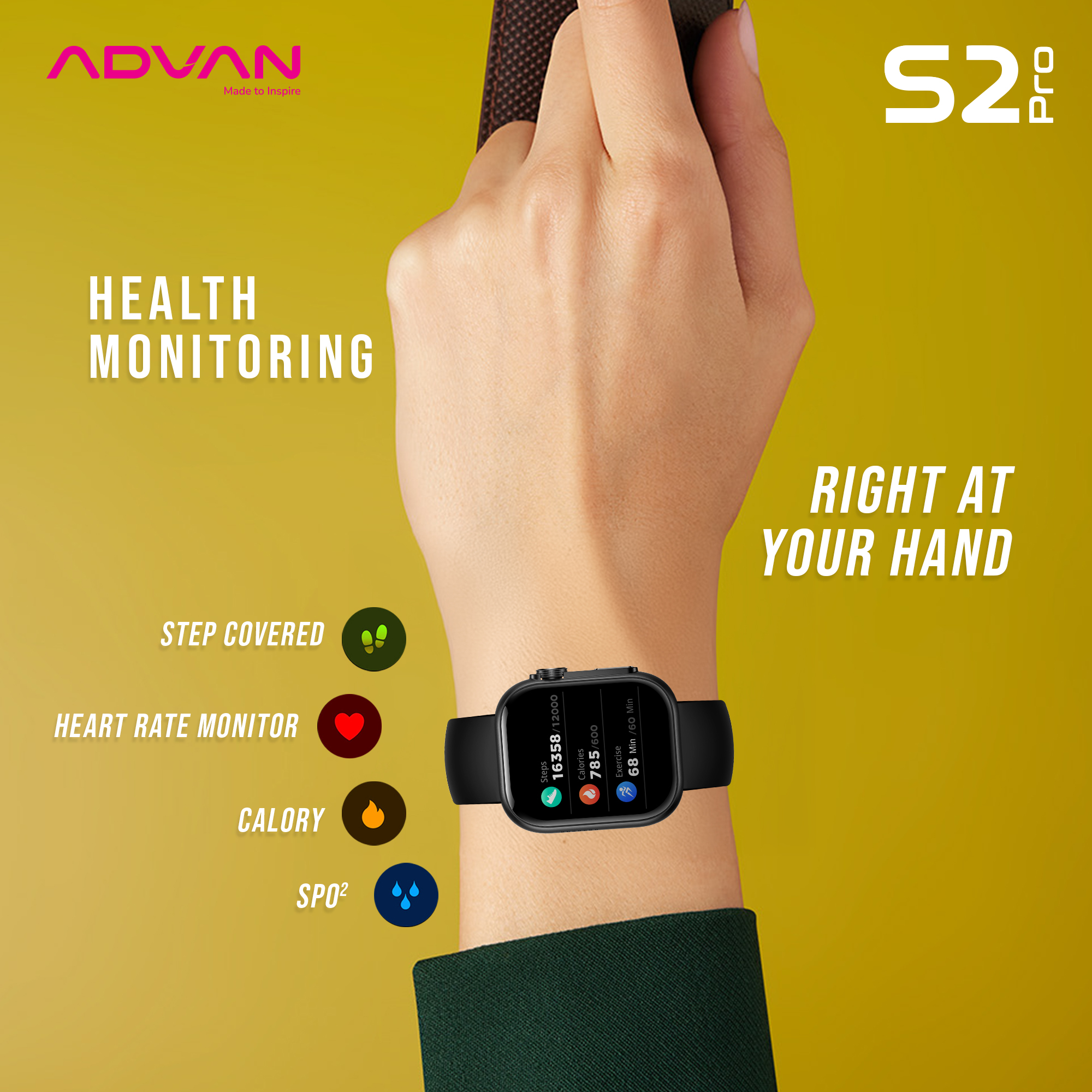 Jual ADVAN Smartwatch S2 Pro | AMOLED 2 Inch" | Clear Display ...