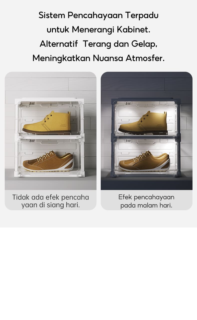 Jual ANTBOX Kotak Sepatu LED Shoebox 2 Baris 8 Pasang Rak Sepatu Susun ...