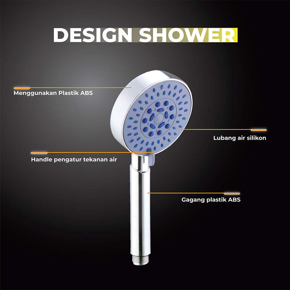 Jual FH8 Kepala Shower Mandi Silver Premium Shower Head Set 5 Mode Adjustable dengan Selang ...