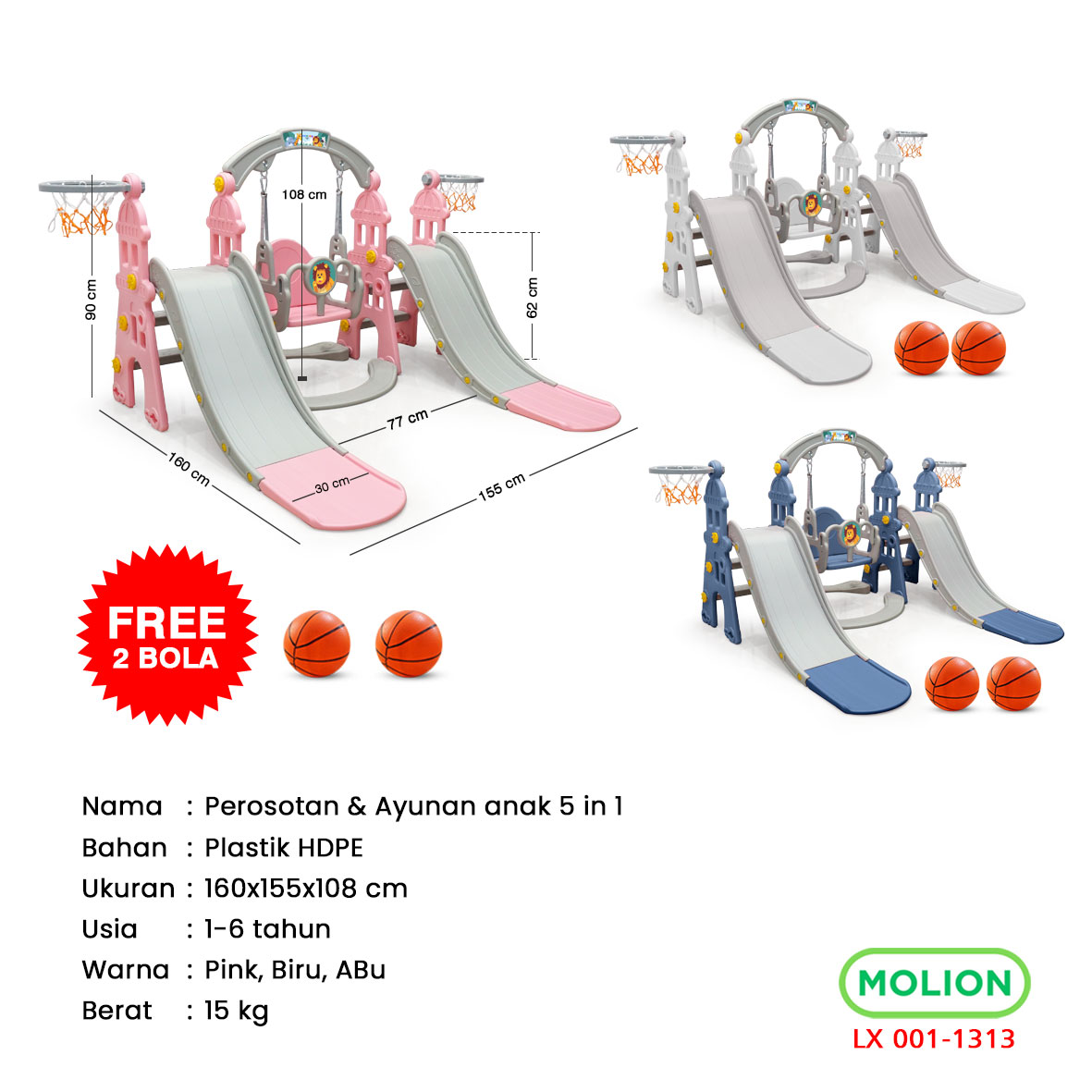 Jual Mainan Prosotan Seluncuran Ayunan 5in1 Double Slide Perosotan ...