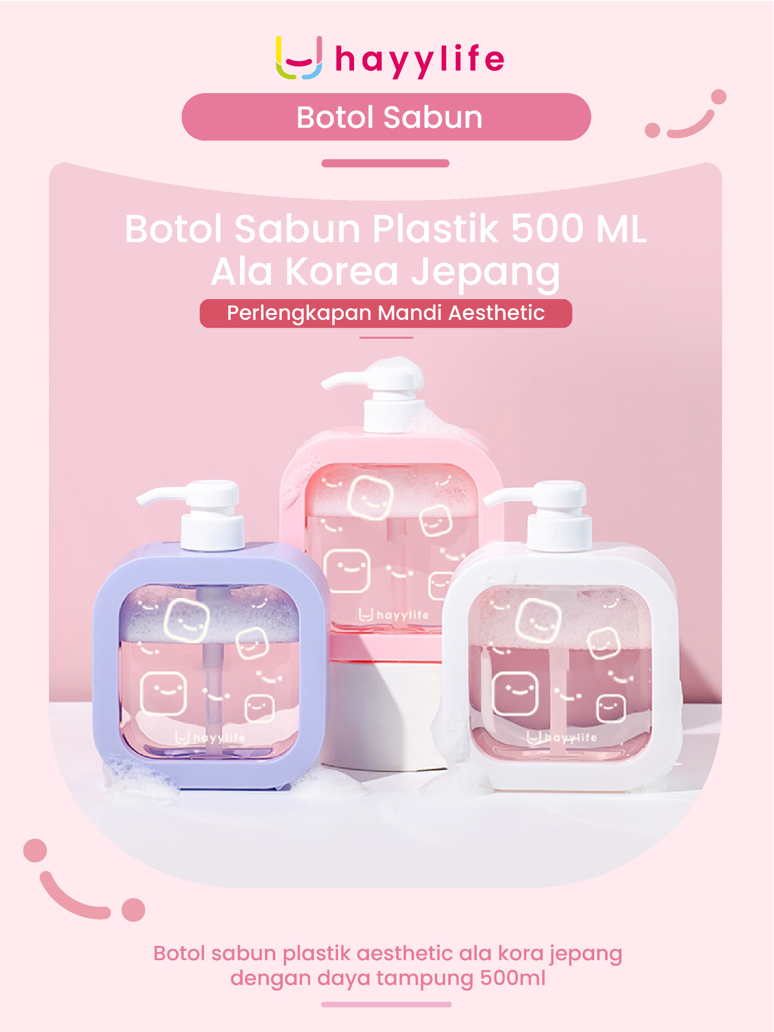 Jual HAYYLIFE Botol Sabun Mandi Plastik 500 ML Perlengkapan Mandi ...