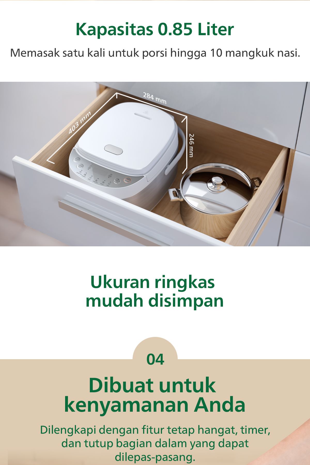 Jual Philips Mini Digital Rice Cooker / Magicom HD3170/33 0.85 L ...
