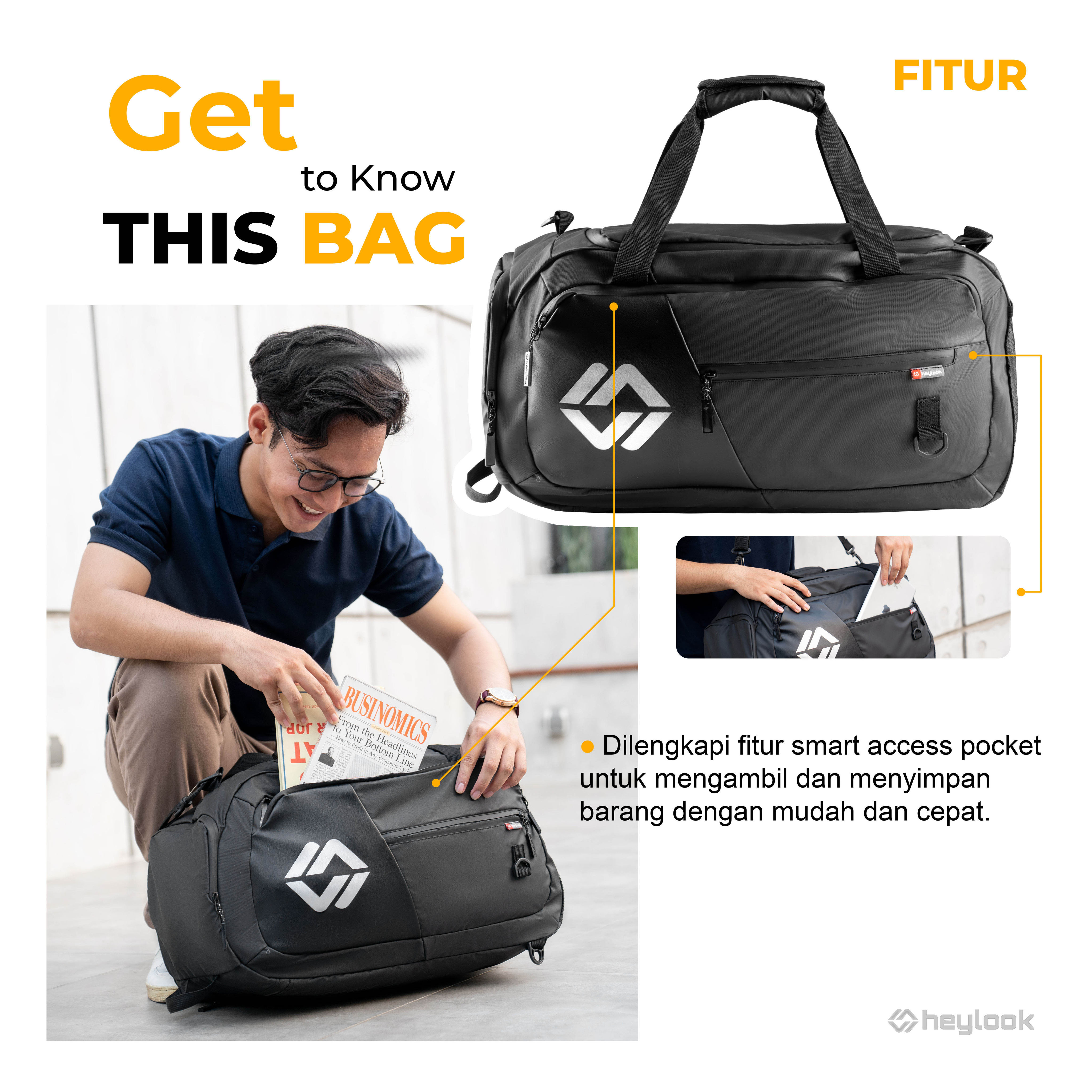 Jual HEYLOOK - Travelbag Pria Multyfungsi 3 in 1 WRANGLER Tas Gym ...