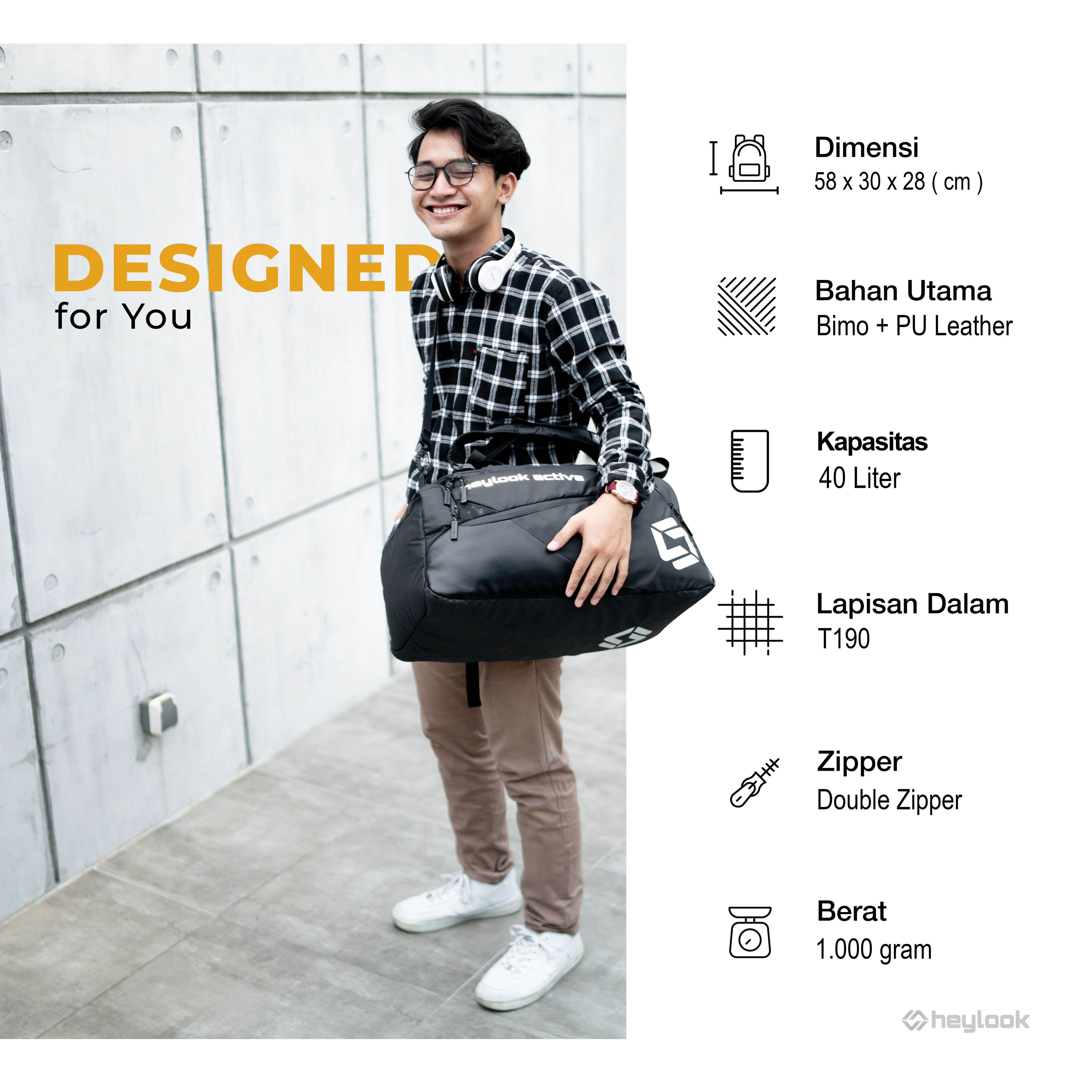 Jual HEYLOOK - Travelbag Pria Multyfungsi 3 in 1 THUNDER Duffle Bag Tas ...