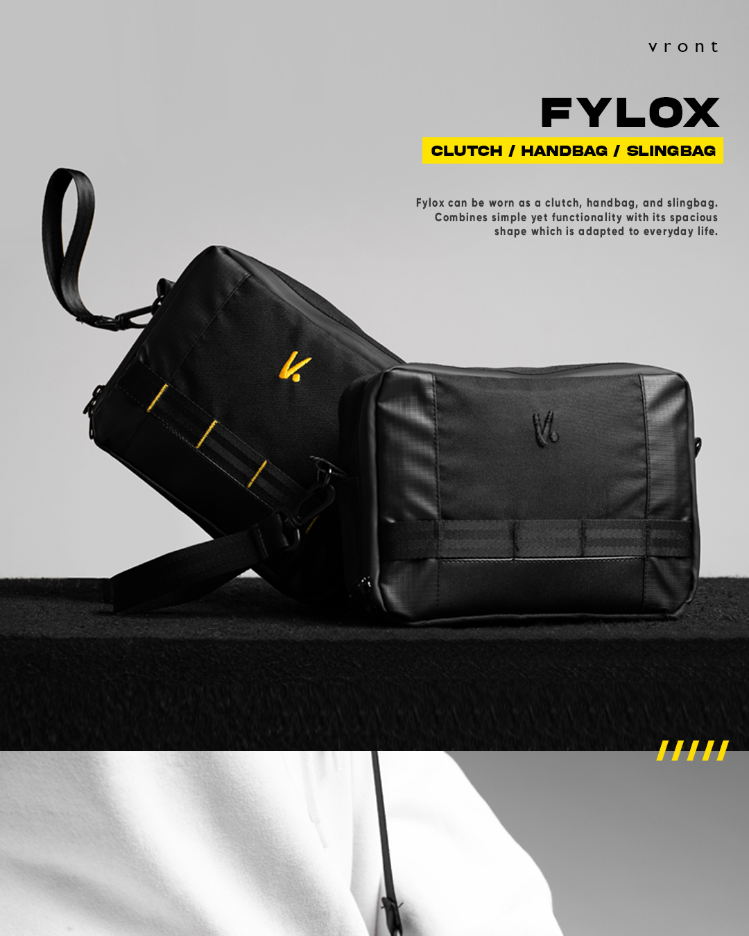 Jual VRONT - Handbag / Clutch - Fylox Black | Shopee Indonesia