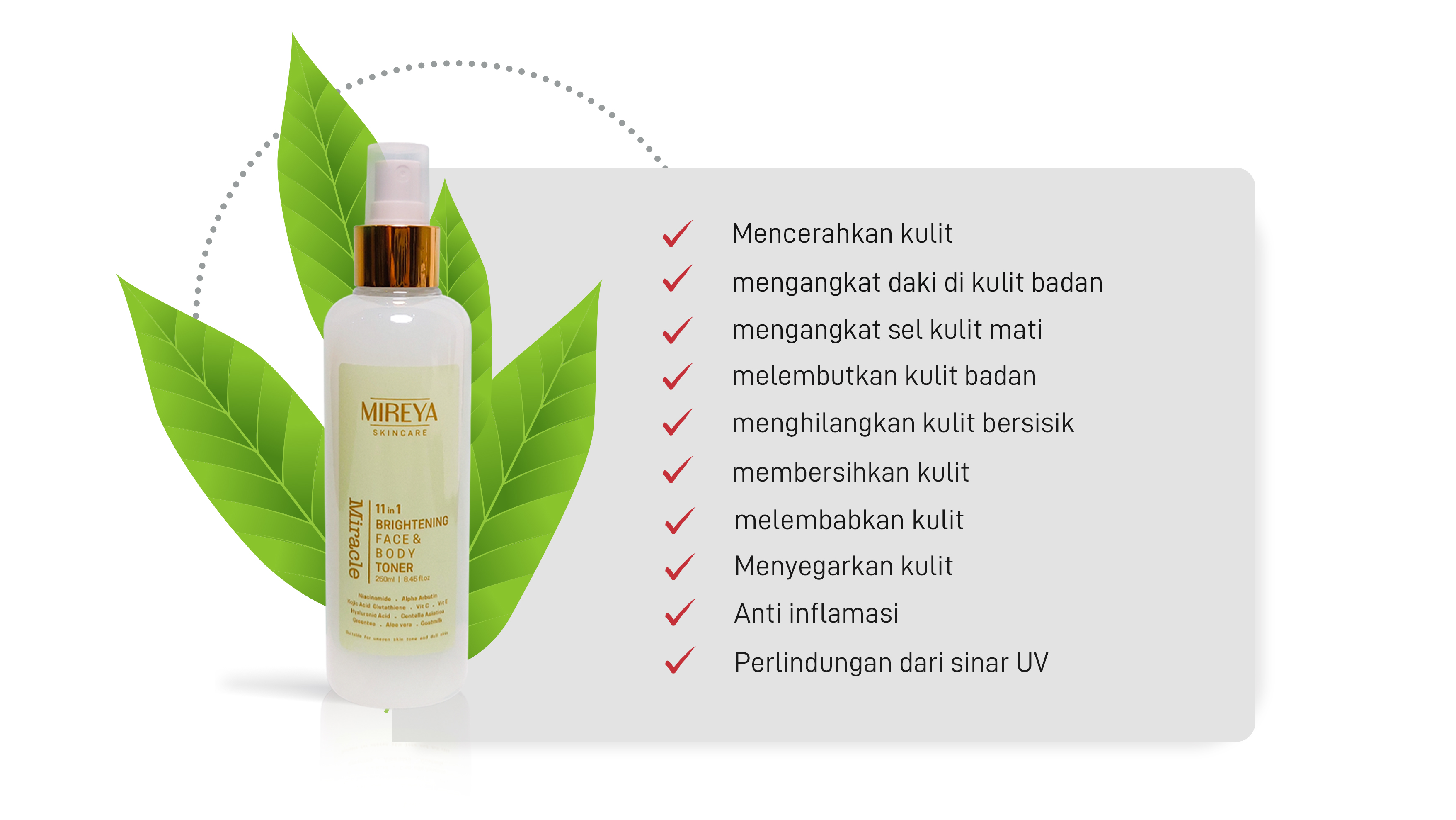 Jual Mireya 11 in 1 Miracle Brightening Face & Body Toner 250ml – Toner ...