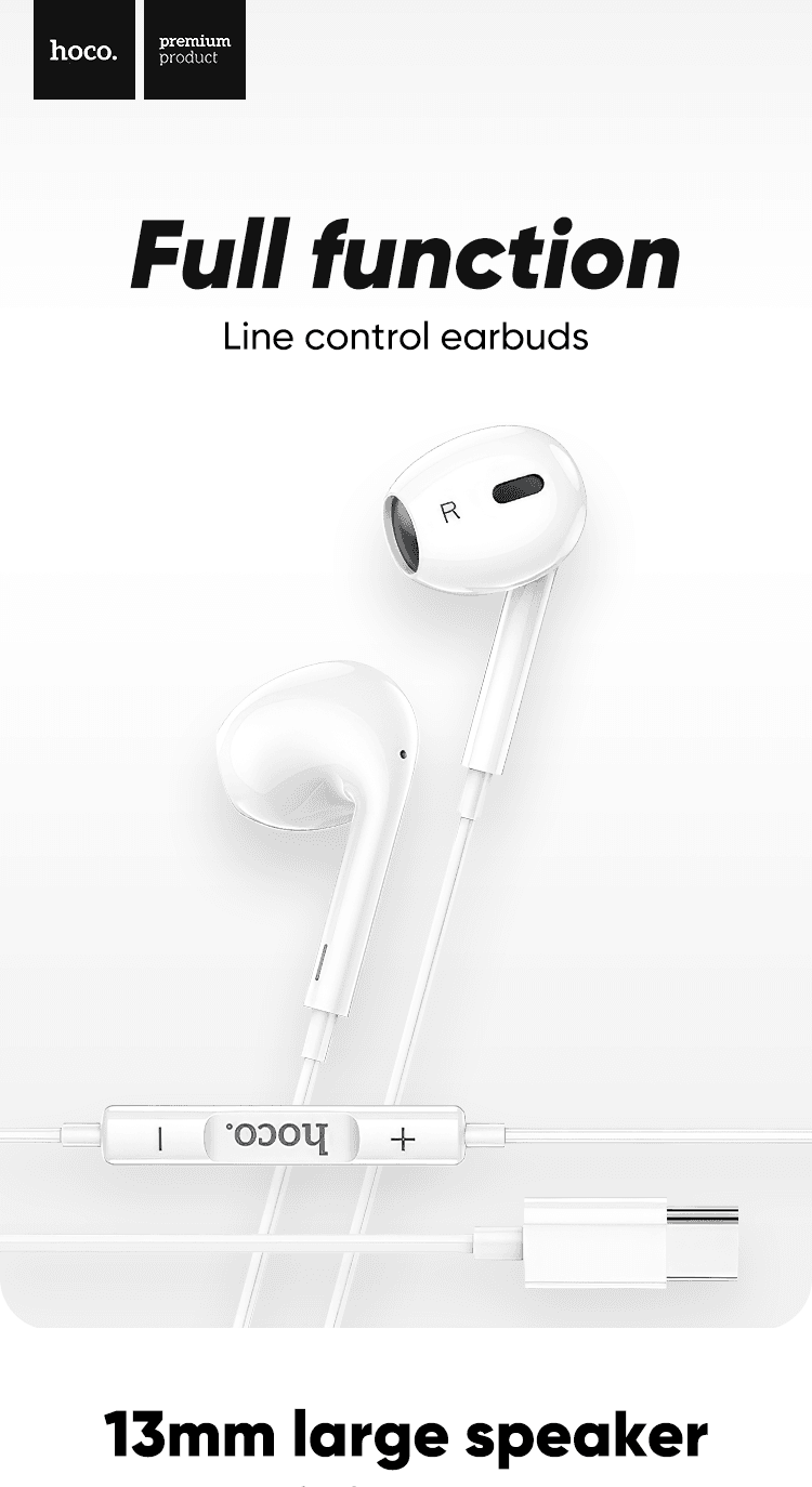 Jual HOCO Headset Handsfree Lightning Earphone Wired Micphone For ...