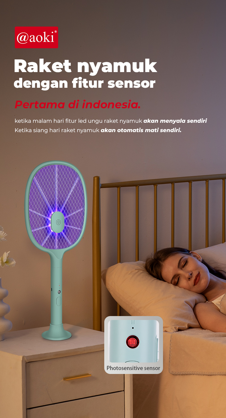 Jual AOKI Raket nyamuk sensor pembasmi nyamuk dengan Photosensitive ...