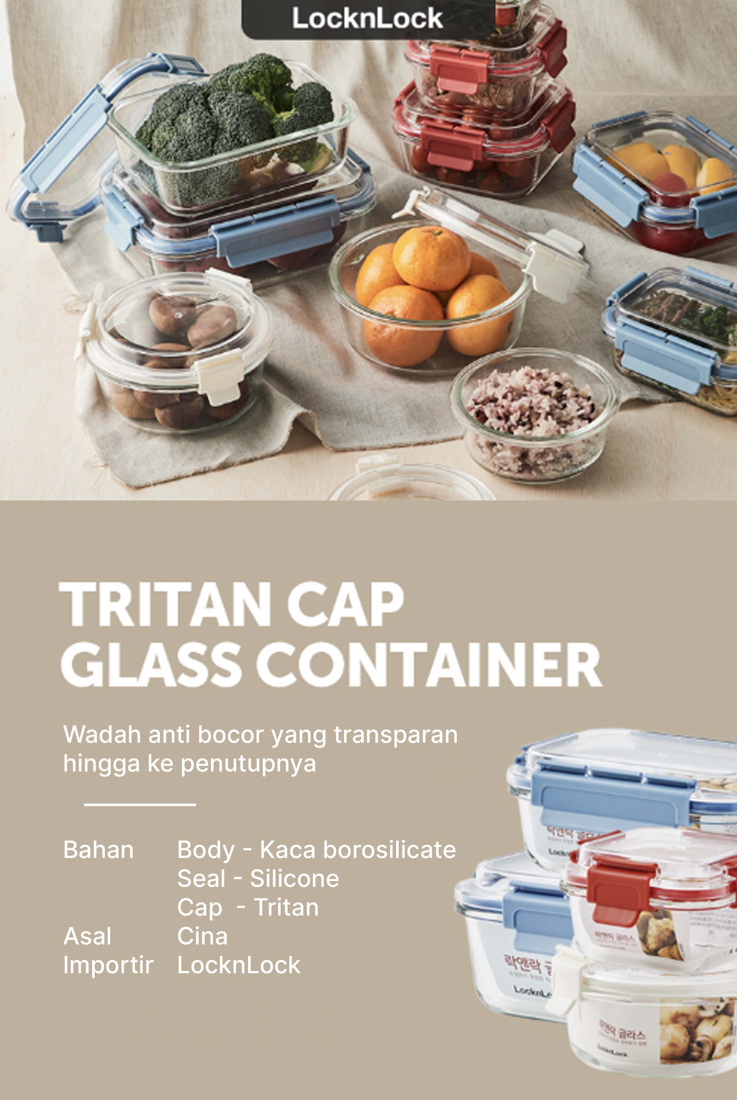 Jual LocknLock Tritan Cap Oven Glass Wadah Makanan Kedap Air dan Udara ...