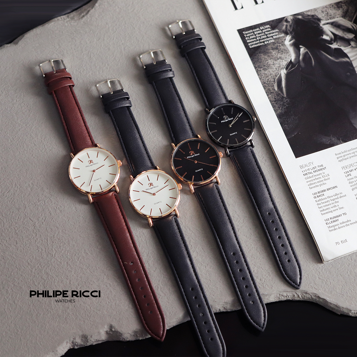 Jual PhiLipe Ricci Jam Tangan Pria 100% Original Tipis Tali Kulit ...