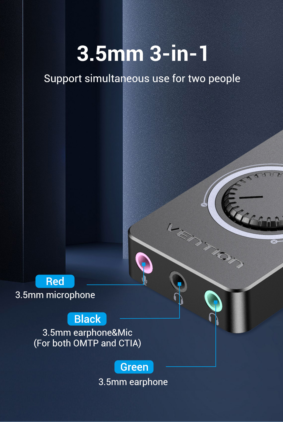 Jual VENTION Sound Card USB 2.0 with Microphone Input and Volume ...