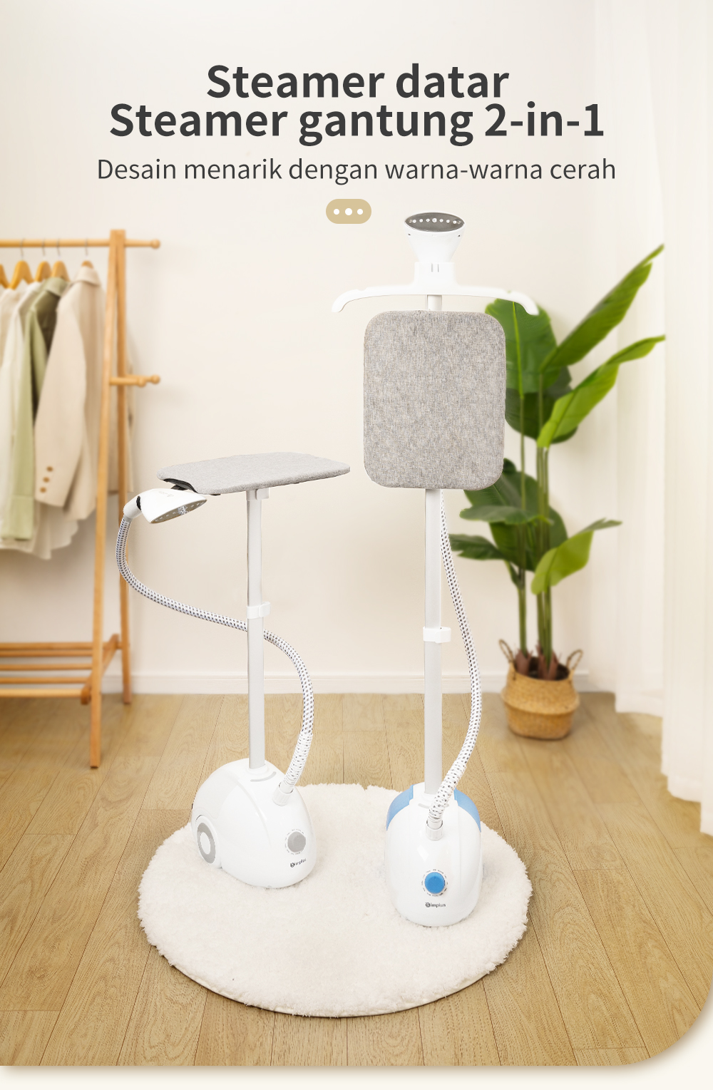 Jual Simplus Standing Setrika Uap 1.8L 2in1 Stand Garment Steamer gantung tangki air sterilisasi ...
