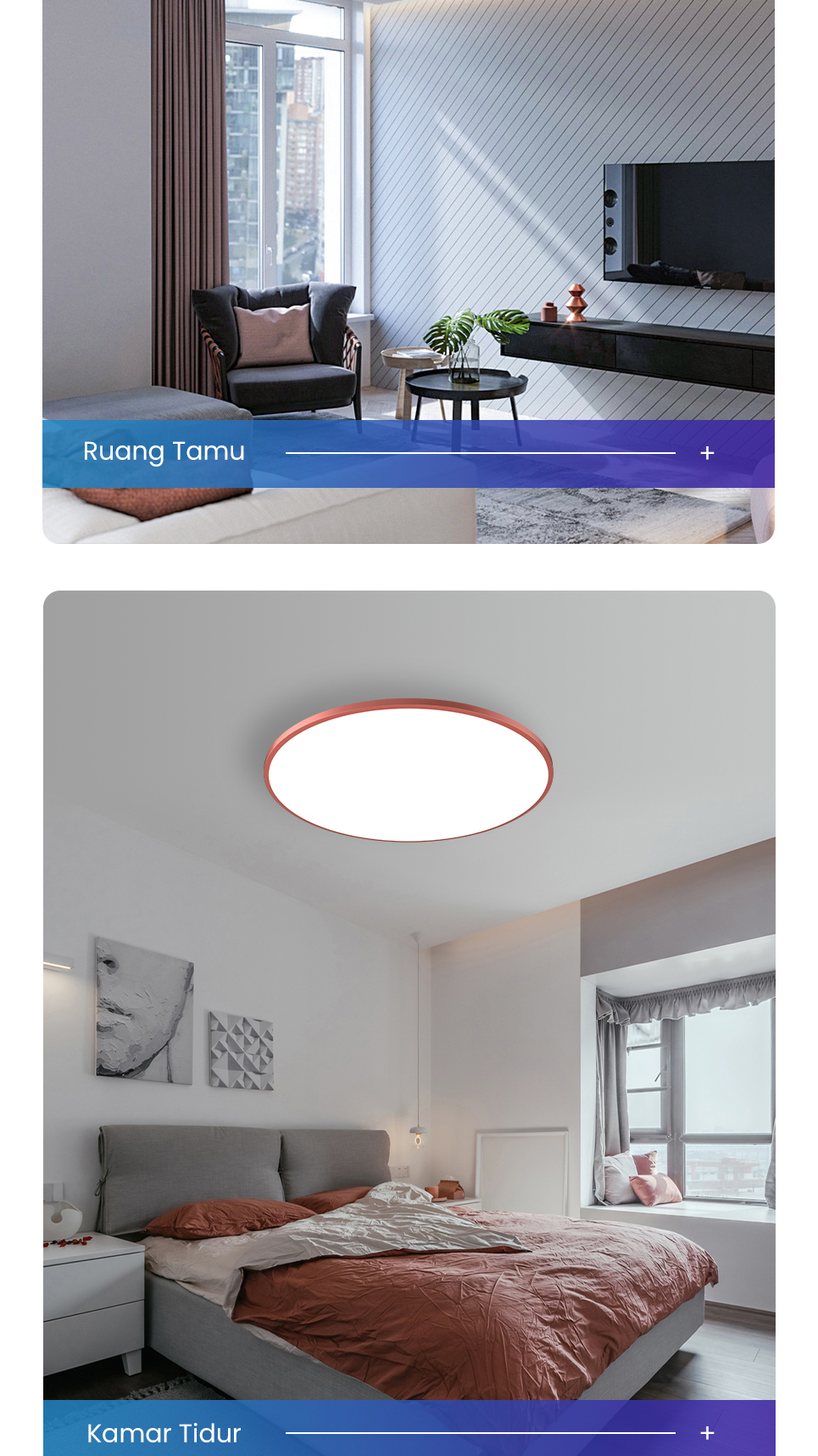 Jual HAN RIVER 3 Warna Lampu LED Kamar 48W 36W 20W Lampu Plafon ...