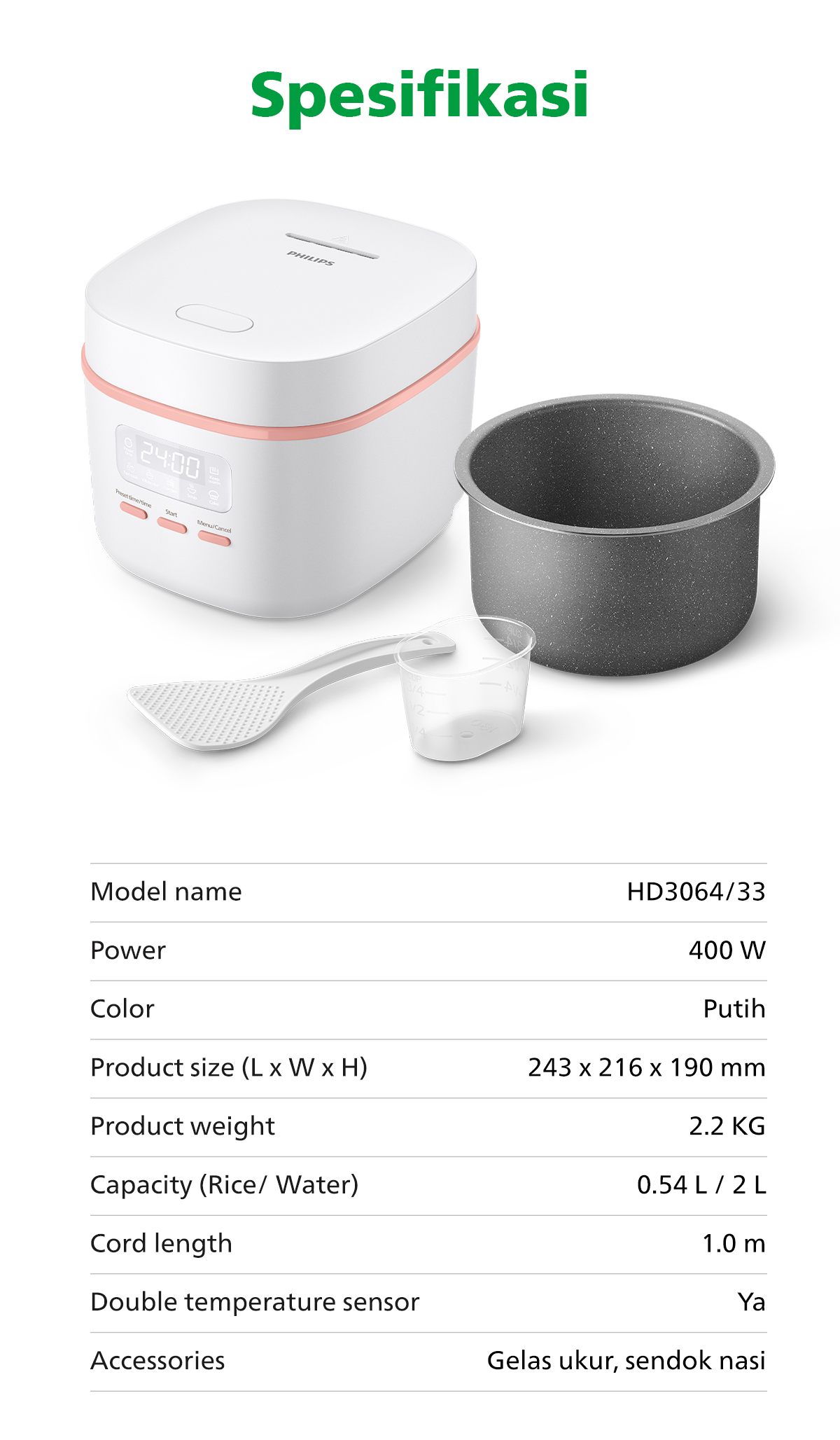 Jual Philips Mini Digital Rice Cooker / Magicom HD3064/33 0.54 L - 400 ...