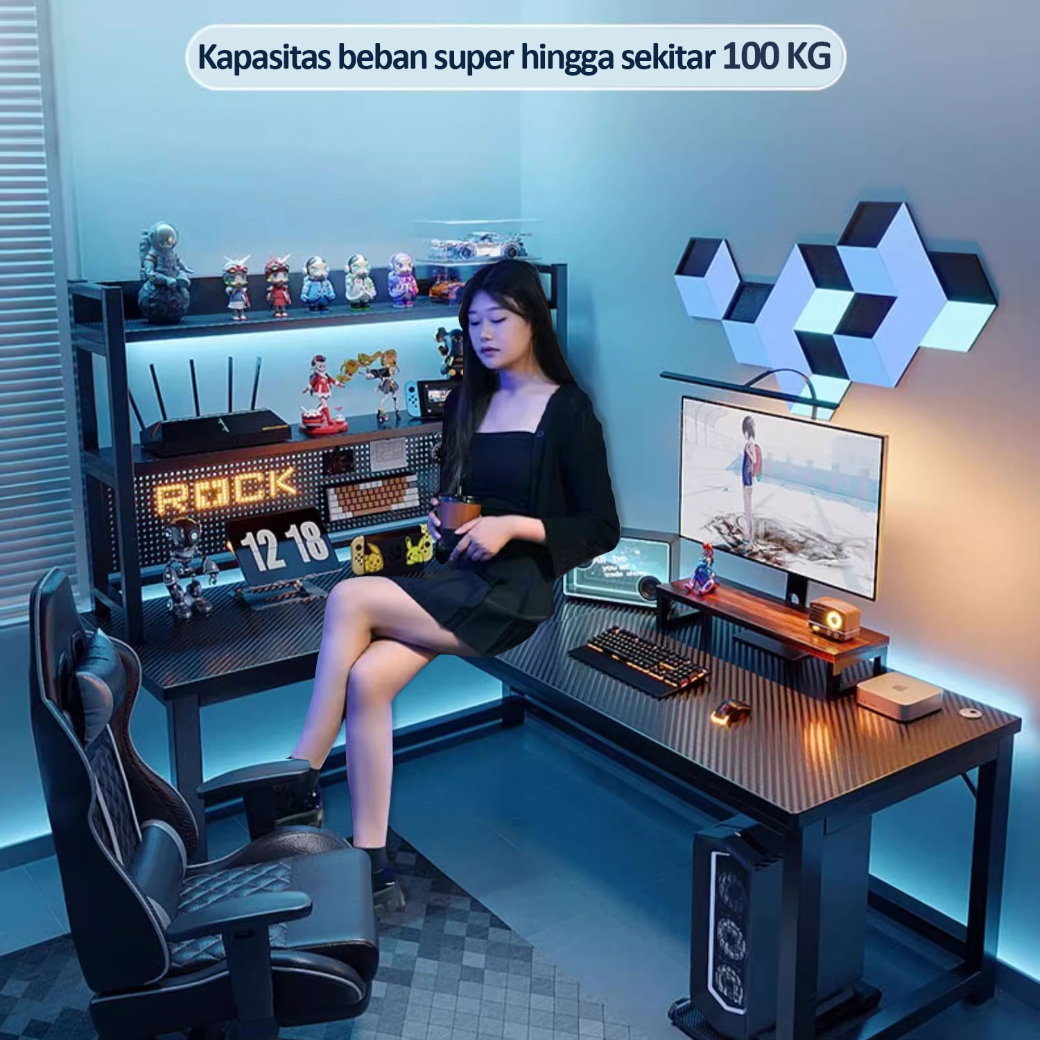 Jual KUCADI Meja Gaming Pola Fiber Karbon Meja Kerja Meja Komputer Meja ...