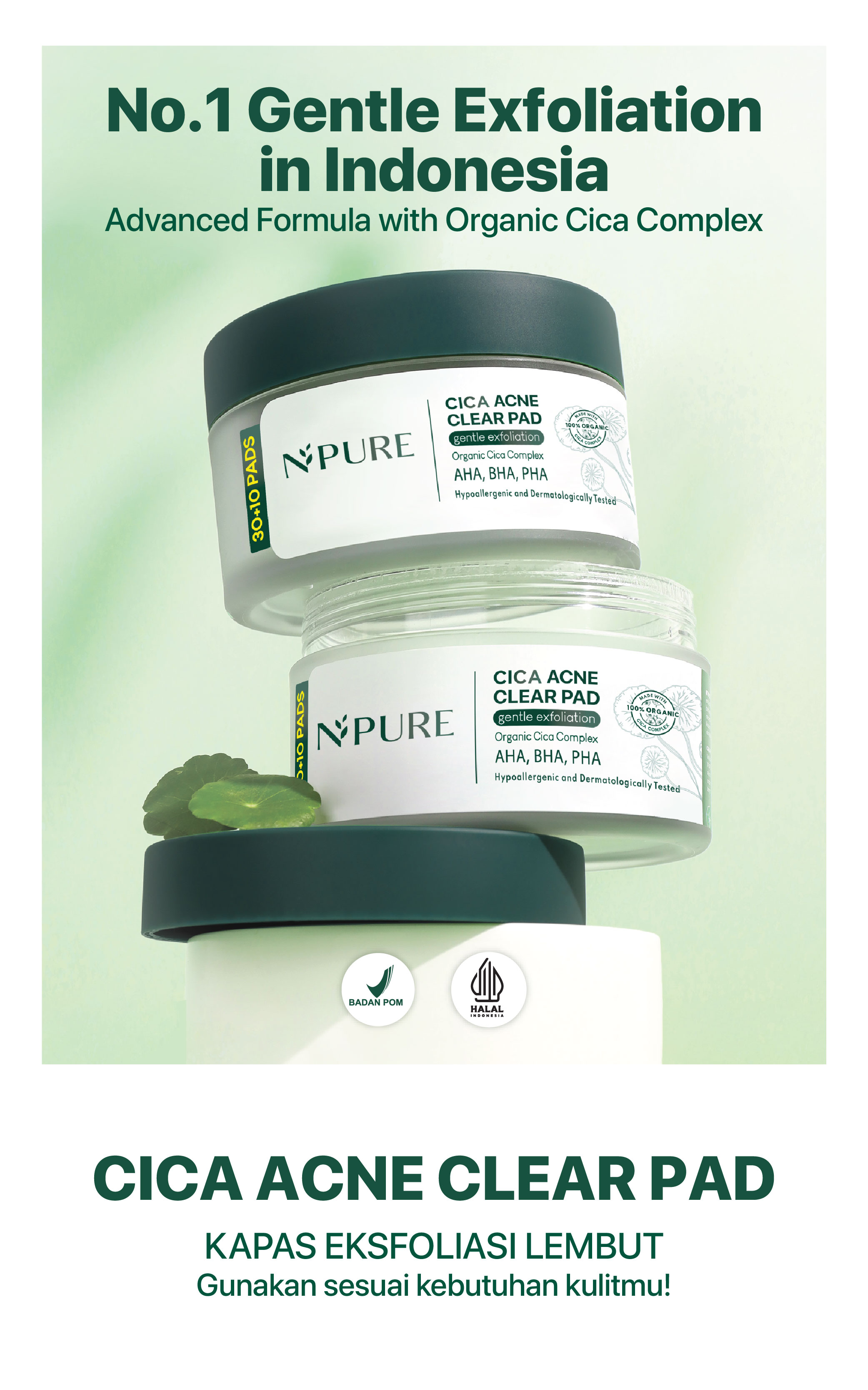 Jual NPURE Gentle Exfoliation Pad / Acne Clear Pad Cica / Kapas ...