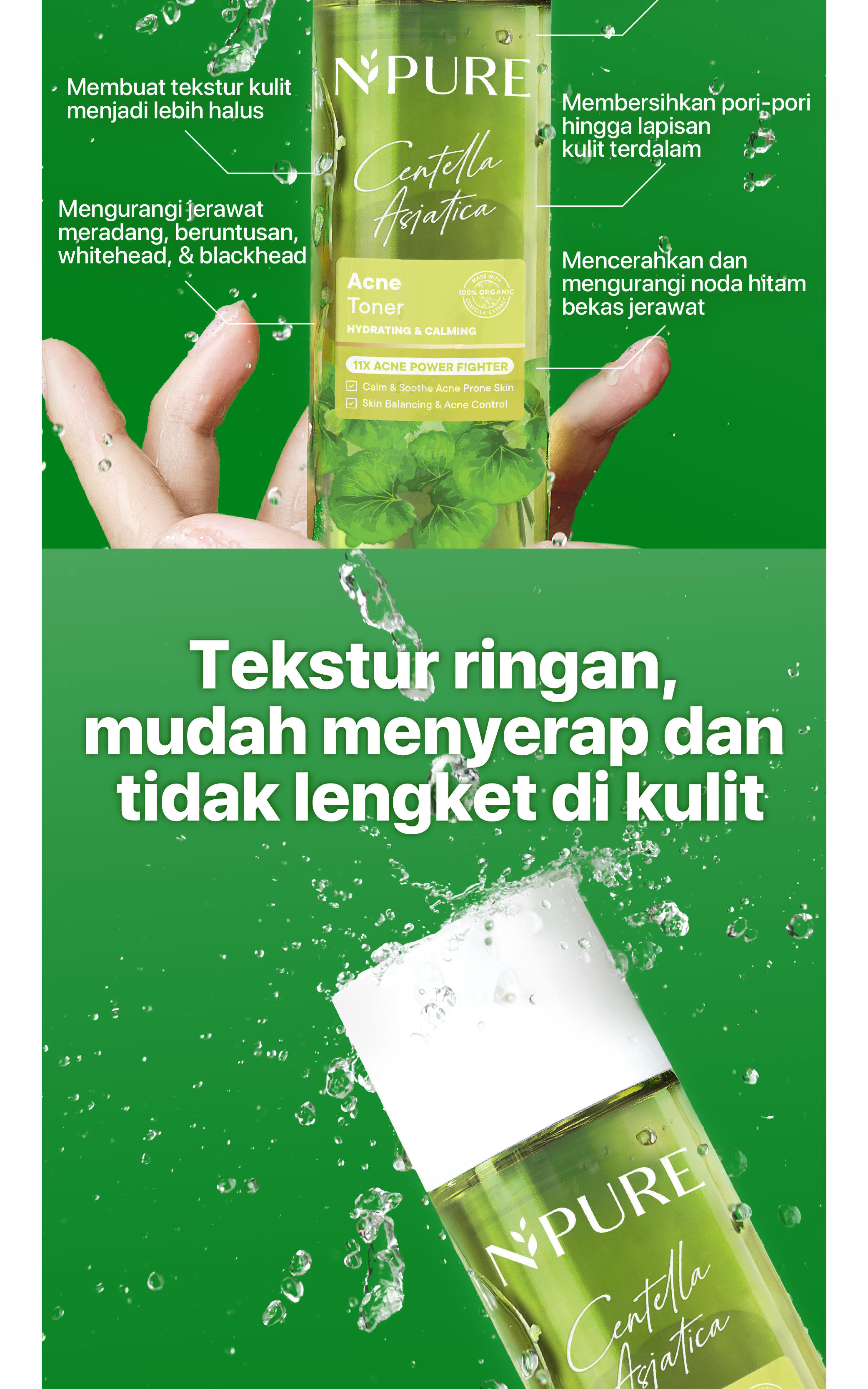 Jual NPURE Cica Hydrating Acne Toner 30ml / Acne Toner / Toner Kulit ...