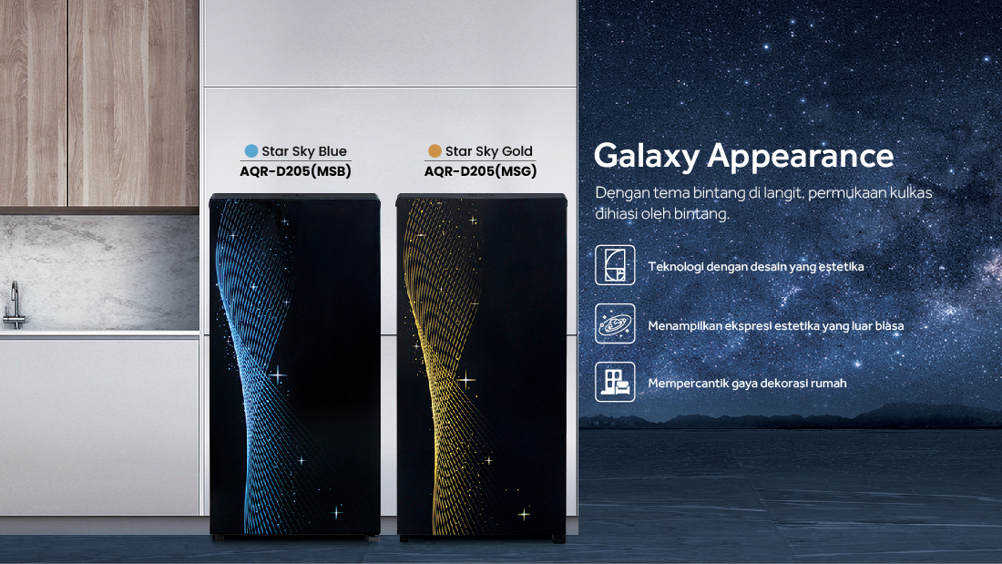 Jual AQUA Elektronik AQR-D205(MSG) 1Door 165 L [Star Sky Gold] - Giant ...