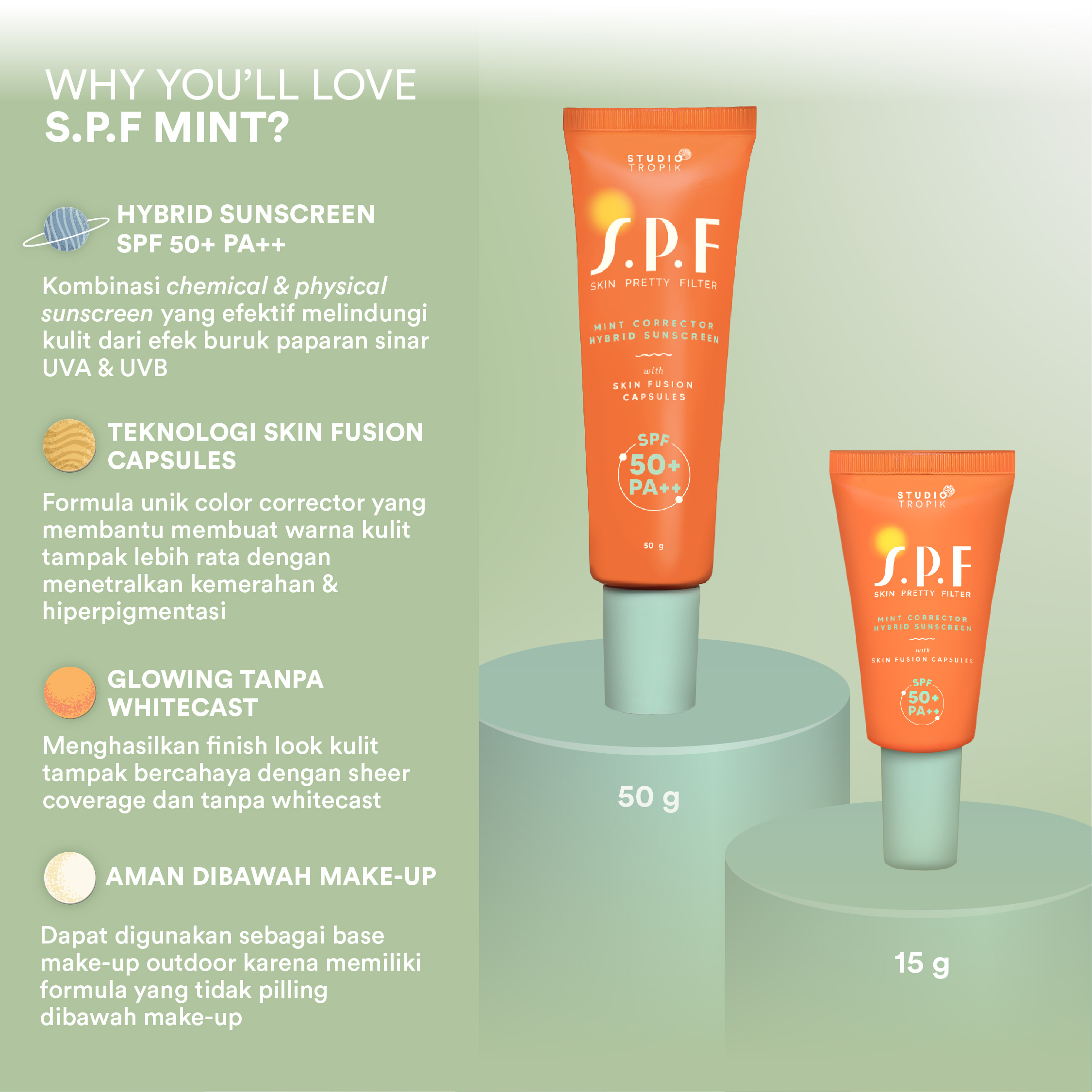 Jual Studio Tropik SPF 50+ PA++ (Mint) - Skin Pretty Filter | Shopee ...
