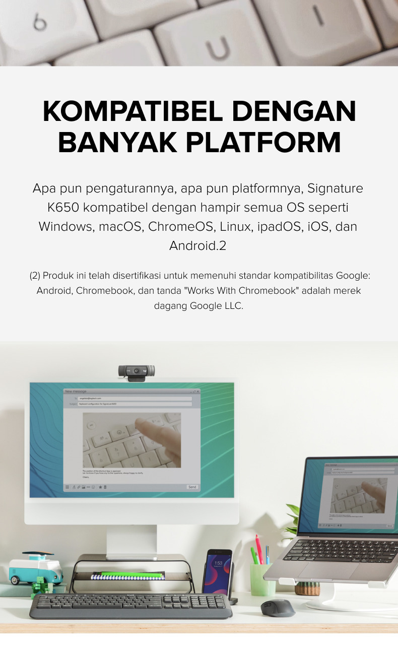 Jual Logitech Signature K650 Keyboard Wireless Bluetooth Comfort dengan MultiOS Layout | Shopee ...