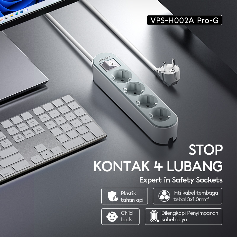 Jual VIVAN Safety Socket VPS PRO Series Stop Kontak Saklar Socket 4 - 6 ...