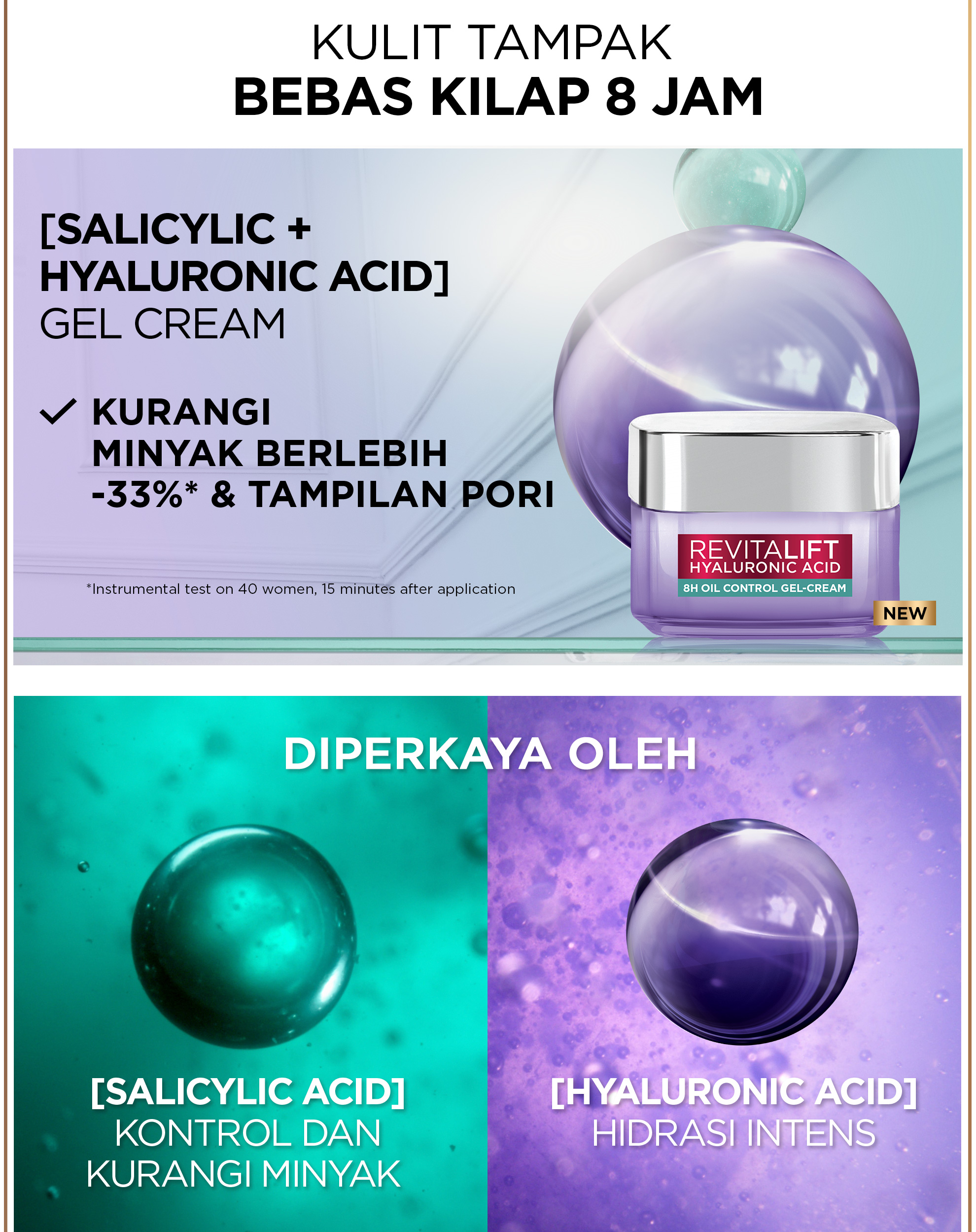 Jual L'oreal Paris Revitalift Hyaluronic Acid 8h Oil Control Gel-Cream - Kulit Terasa Kenyal ...