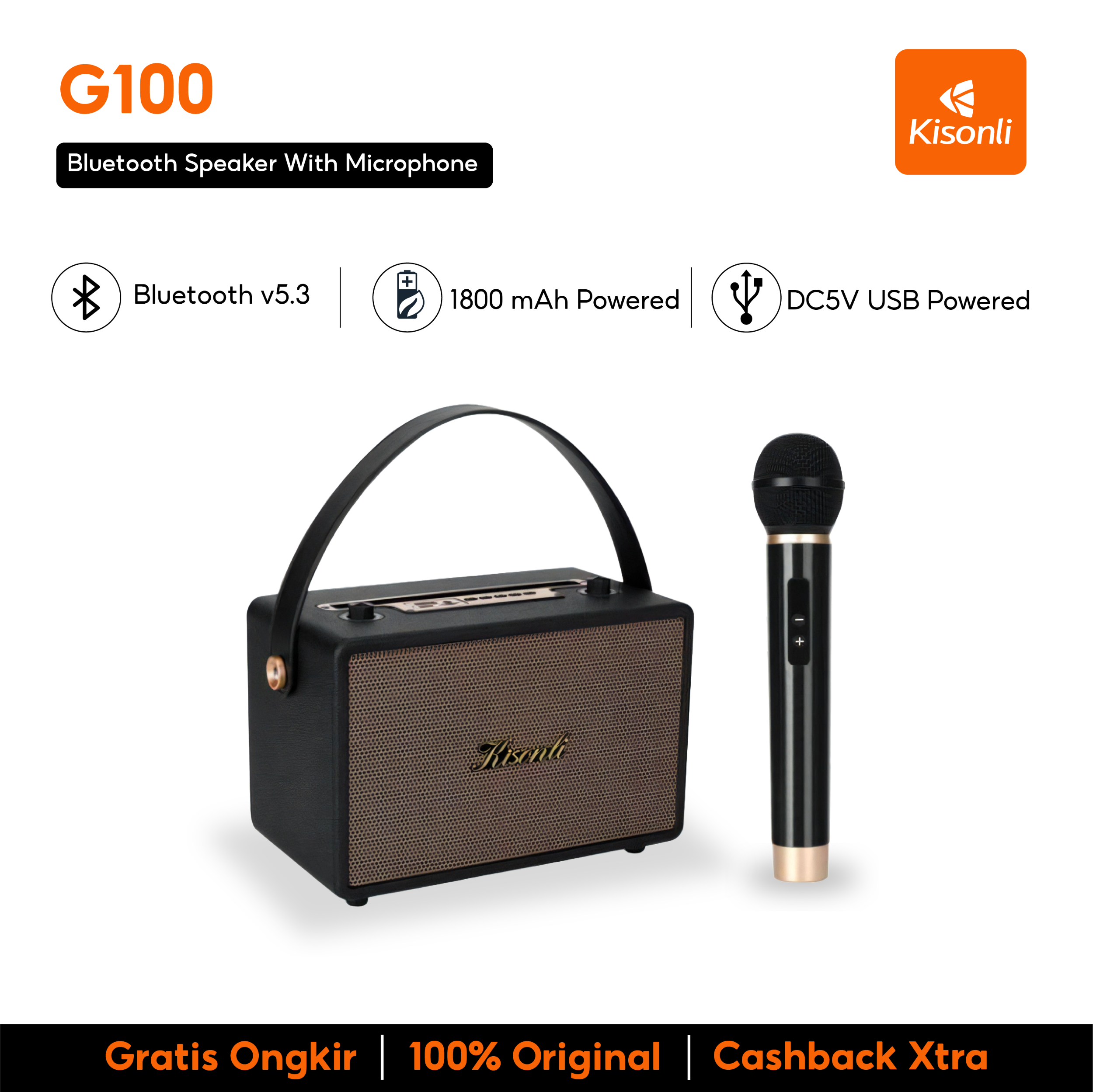 Jual KISONLI - Speaker Bluetooth 5.3 With Mic G100 Sound Bass | Shopee Indonesia