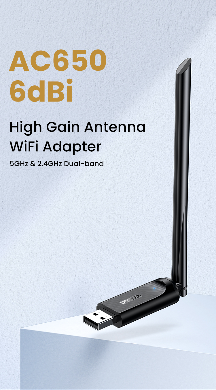 Jual UGREEN Dongle USB Wifi Receiver 2.4GHz 5GHz High Gain Dual Band ...