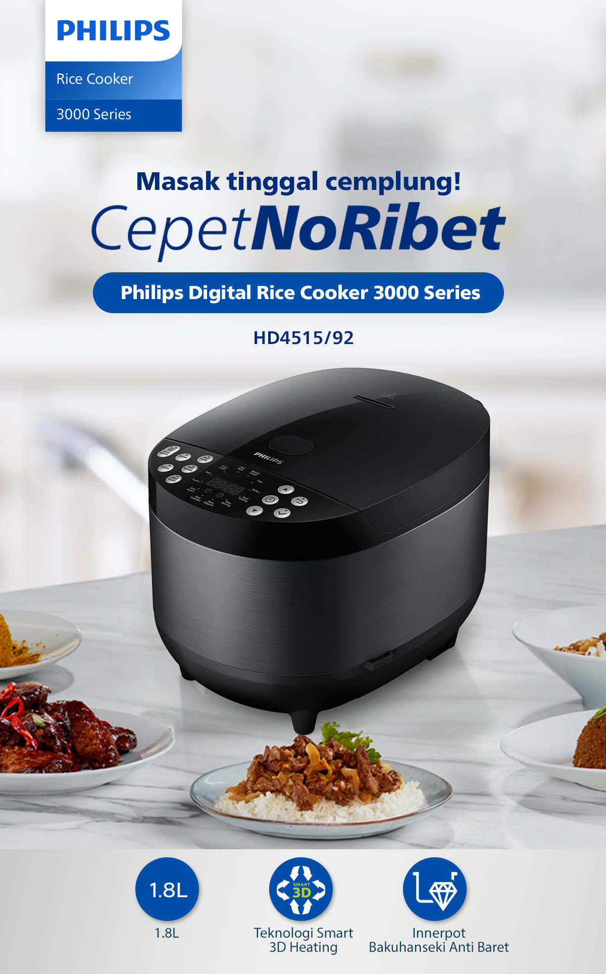 Jual Philips Digital Rice Cooker / Magic Com HD4515/92 1.8 L Lapisan ...