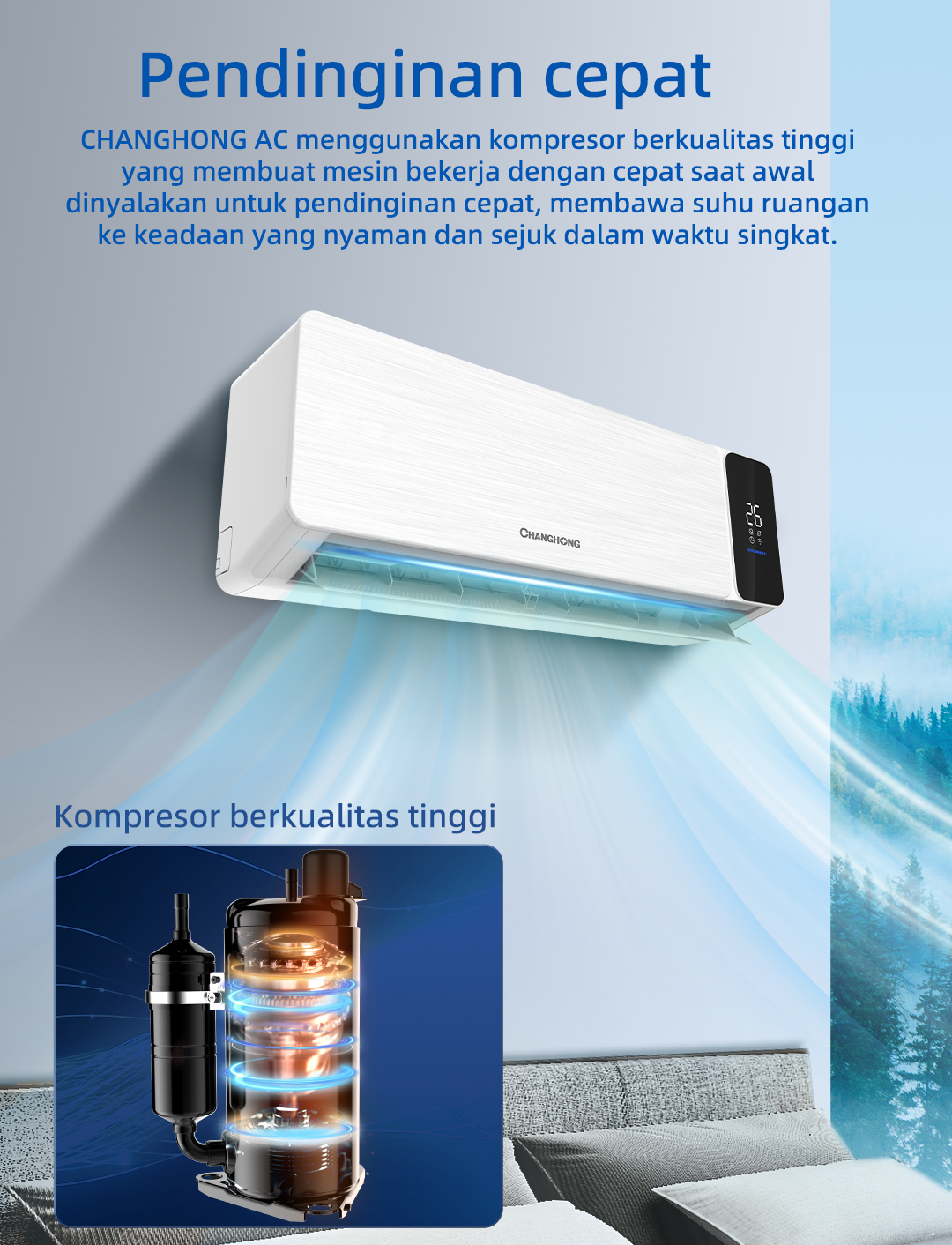 Jual CHANGHONG AC 1/2 PK - CSC 05RDX4 LOW WATT [INDOOR + OUTDOOR UNIT ...